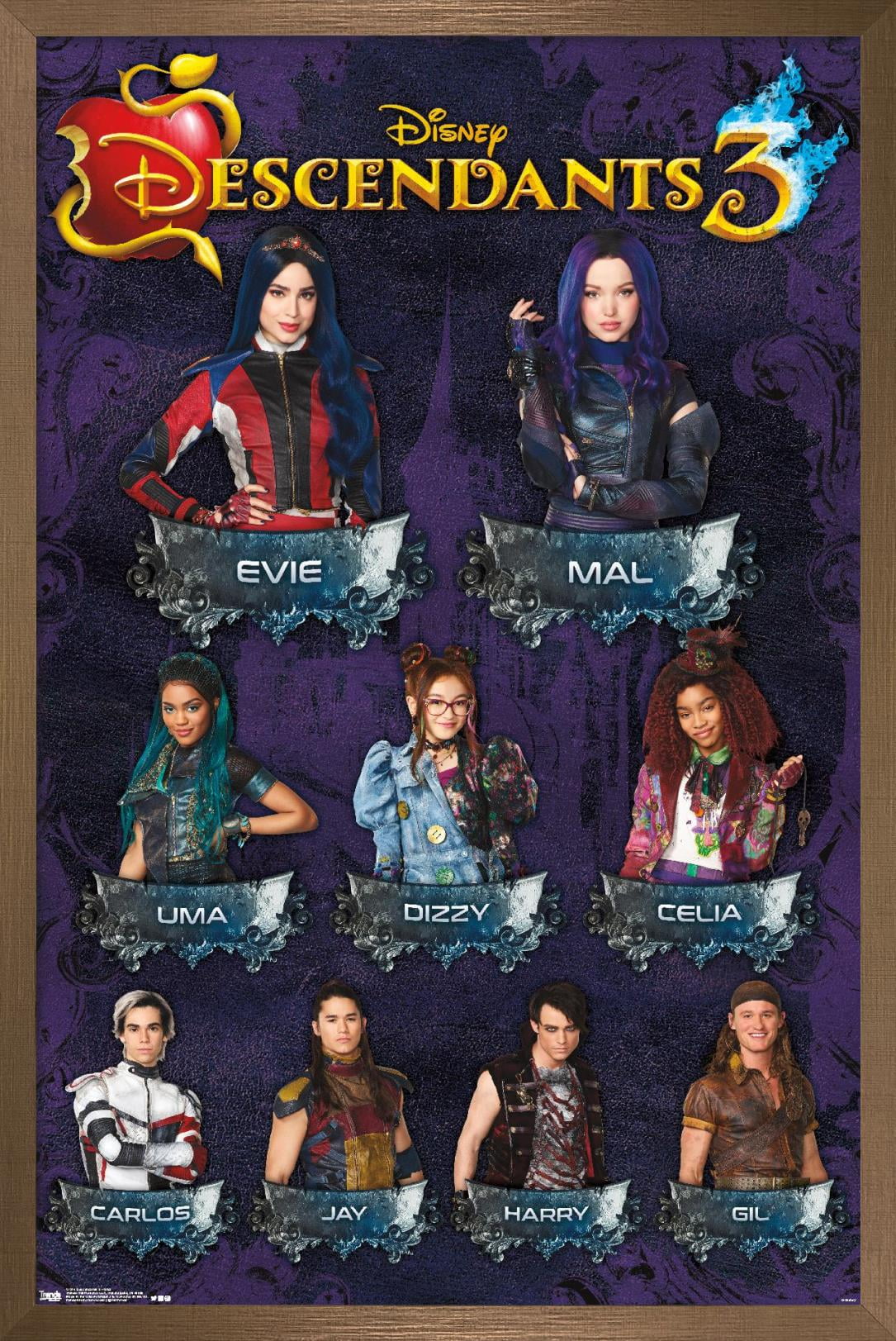 Disney Descendants 3 - Grid Wall Poster, 22.375" x 34", Framed ...