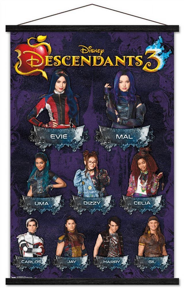 Disney Descendants 3 - Grid Wall Poster with Magnetic Frame, 22.375" x ...