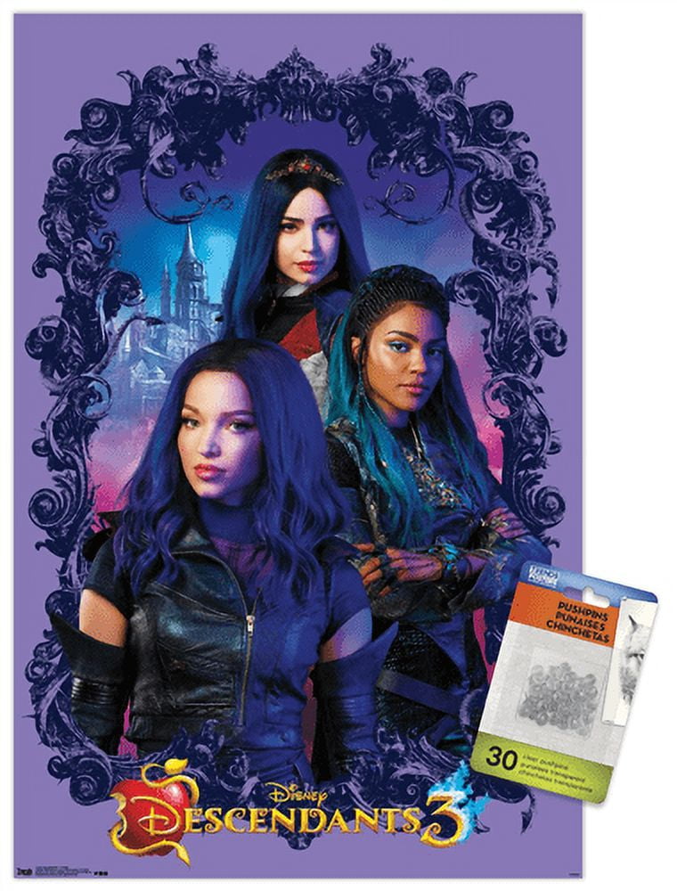 Disney Descendants 3 - Group Wall Poster with Push Pins, 14.725" x 22. ...
