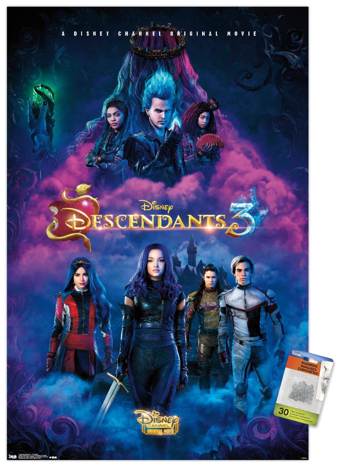 Disney Descendants 3 - One Sheet Wall Poster with Push Pins, 22.375" x ...