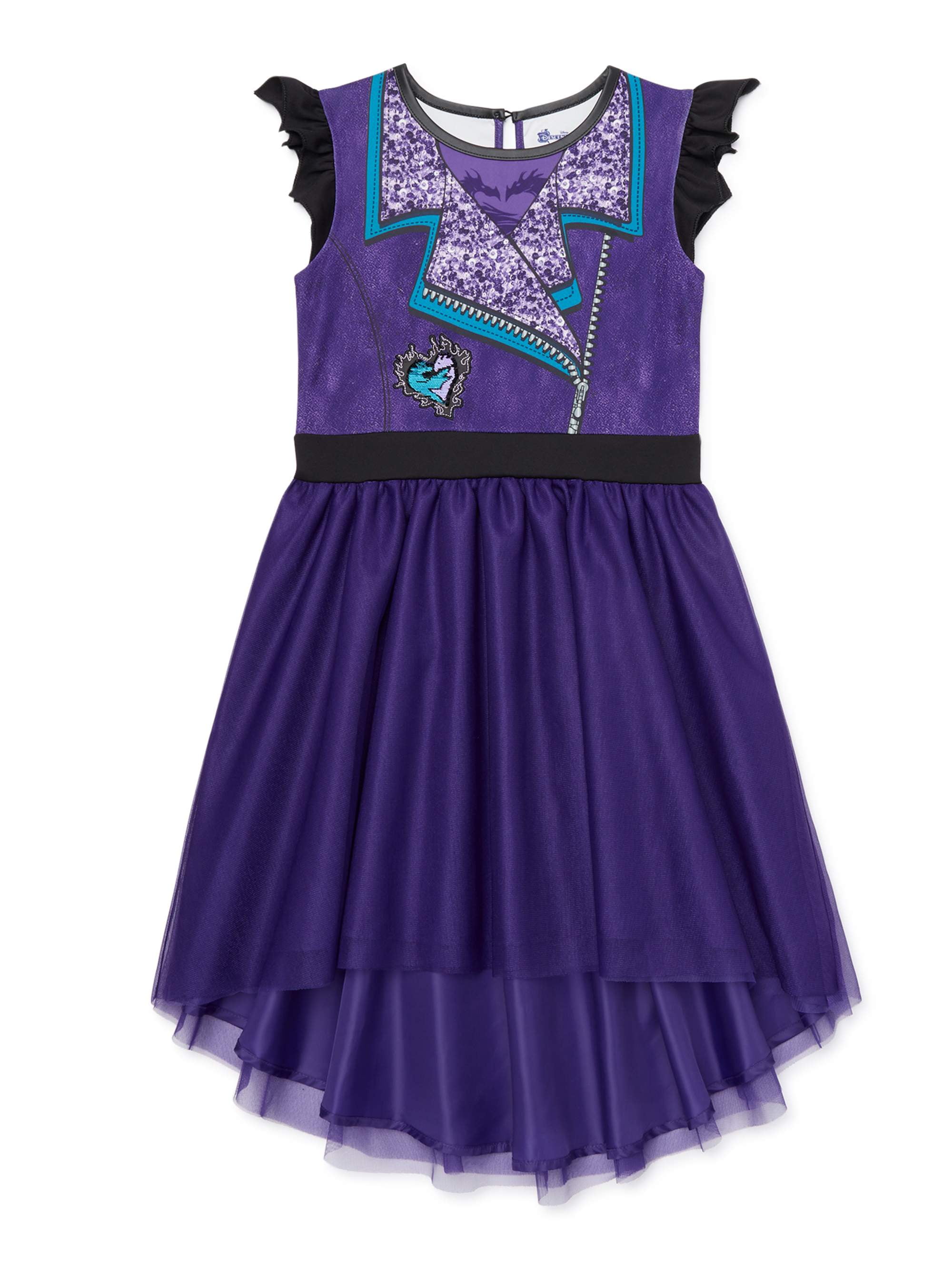 Disney Descendants Exclusive Flutter Sleeve Graphic Cosplay Dress ...