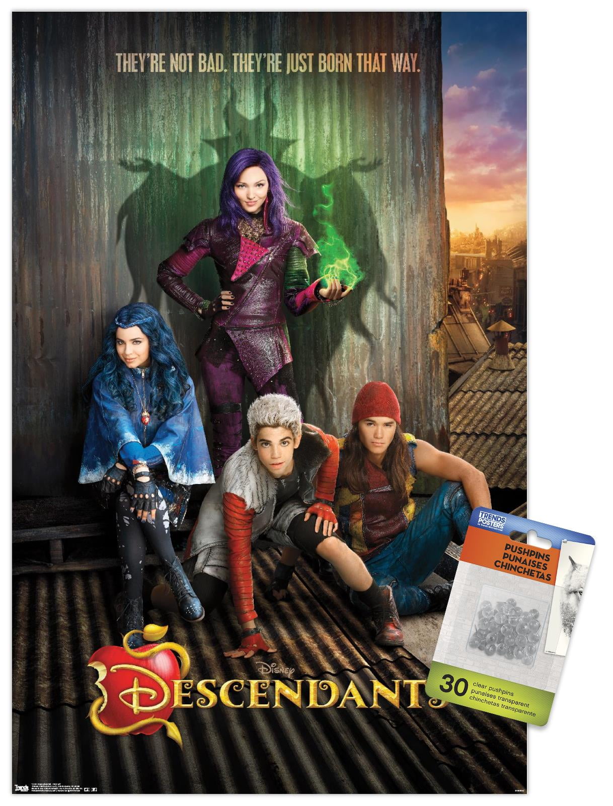 Disney Descendants - Key Art Wall Poster with Push Pins, 14.725" x 22. ...