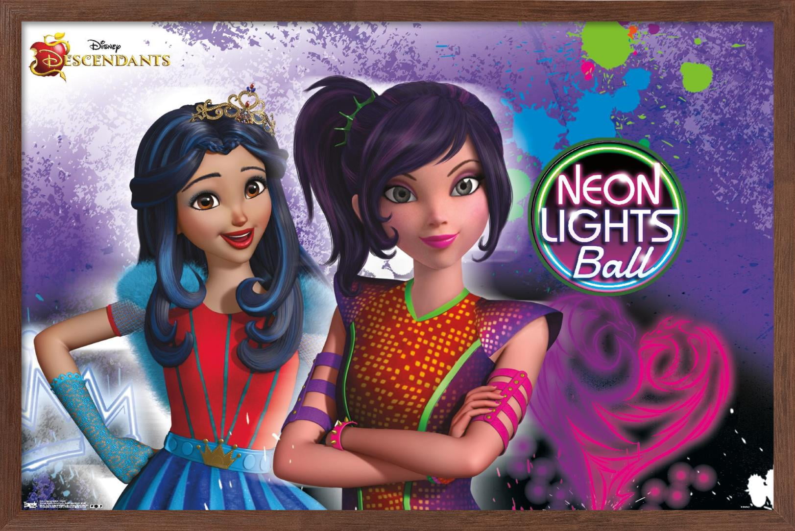 Disney Descendants - Neon Wall Poster, 22.375" x 34", Framed - Walmart.com