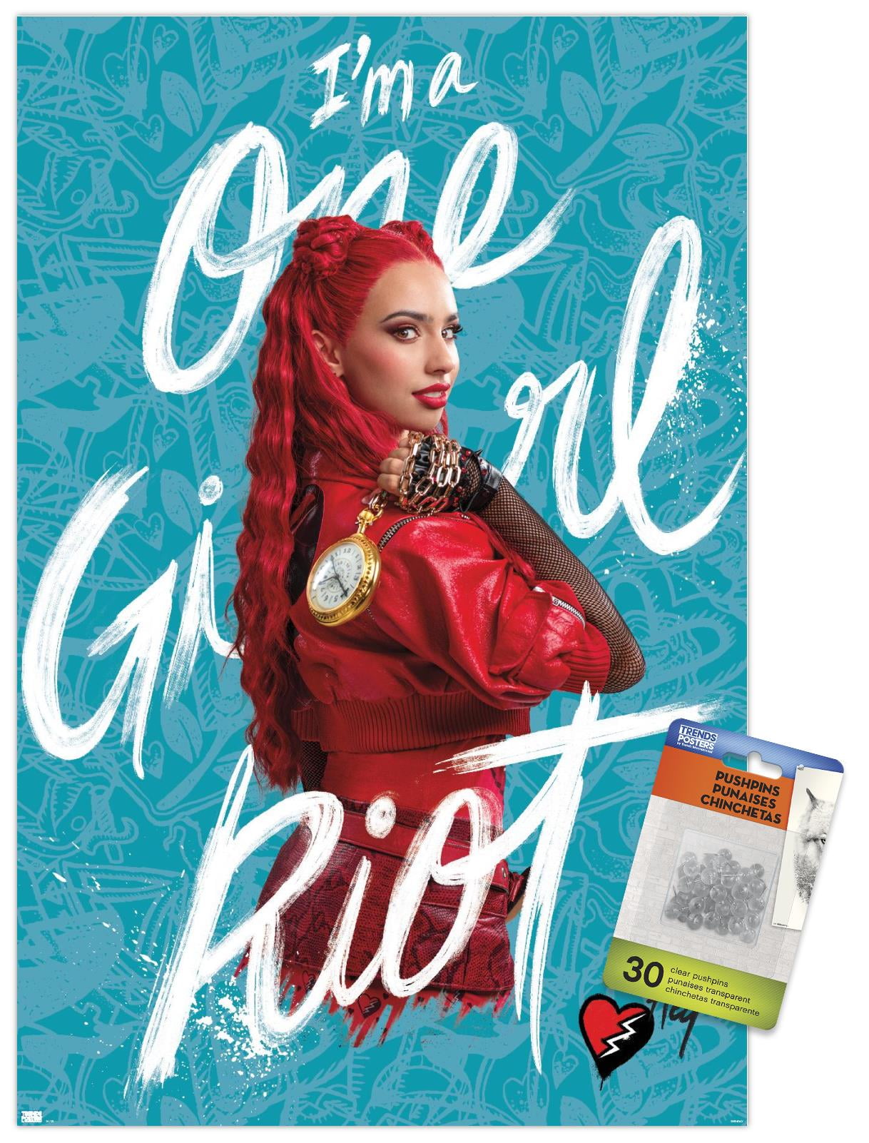 Disney Descendants: The Rise of Red - Red Wall Poster with Push Pins ...