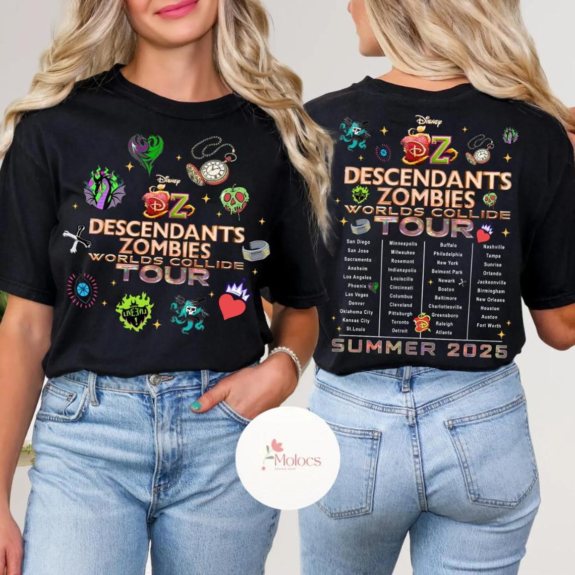 Disney Descendants Zombies Worlds Collide Tour Shirt, Disney Channel Descendant Zombies World ...