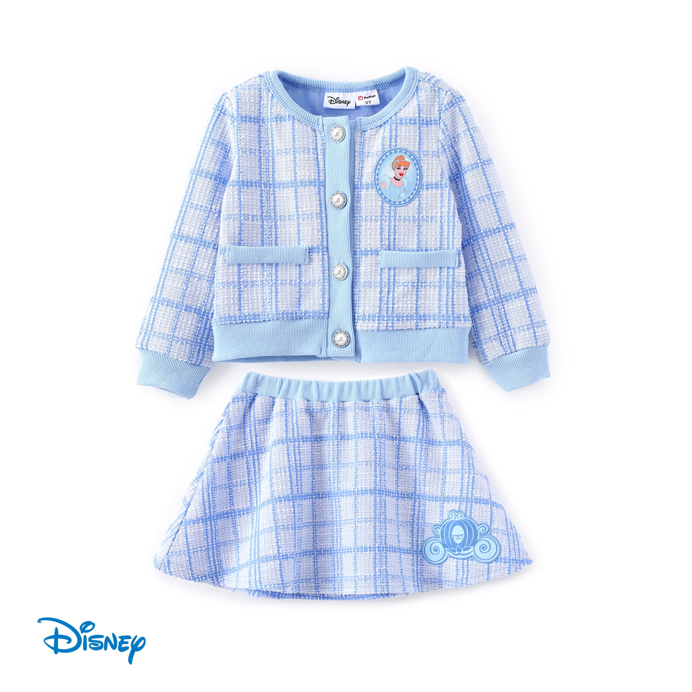 Disney Princess Cinderella Girls Skirts Set Preppy Plaid Tweed Jackets ...