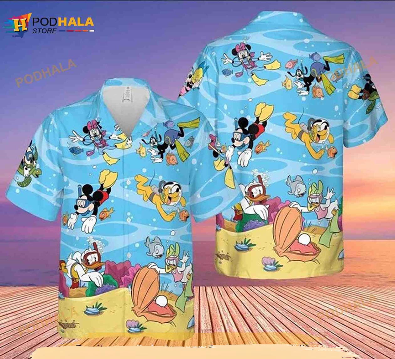 Disney Dive Mickey And Minnie Mouse Hawaiian Summer Shirt - Walmart.com