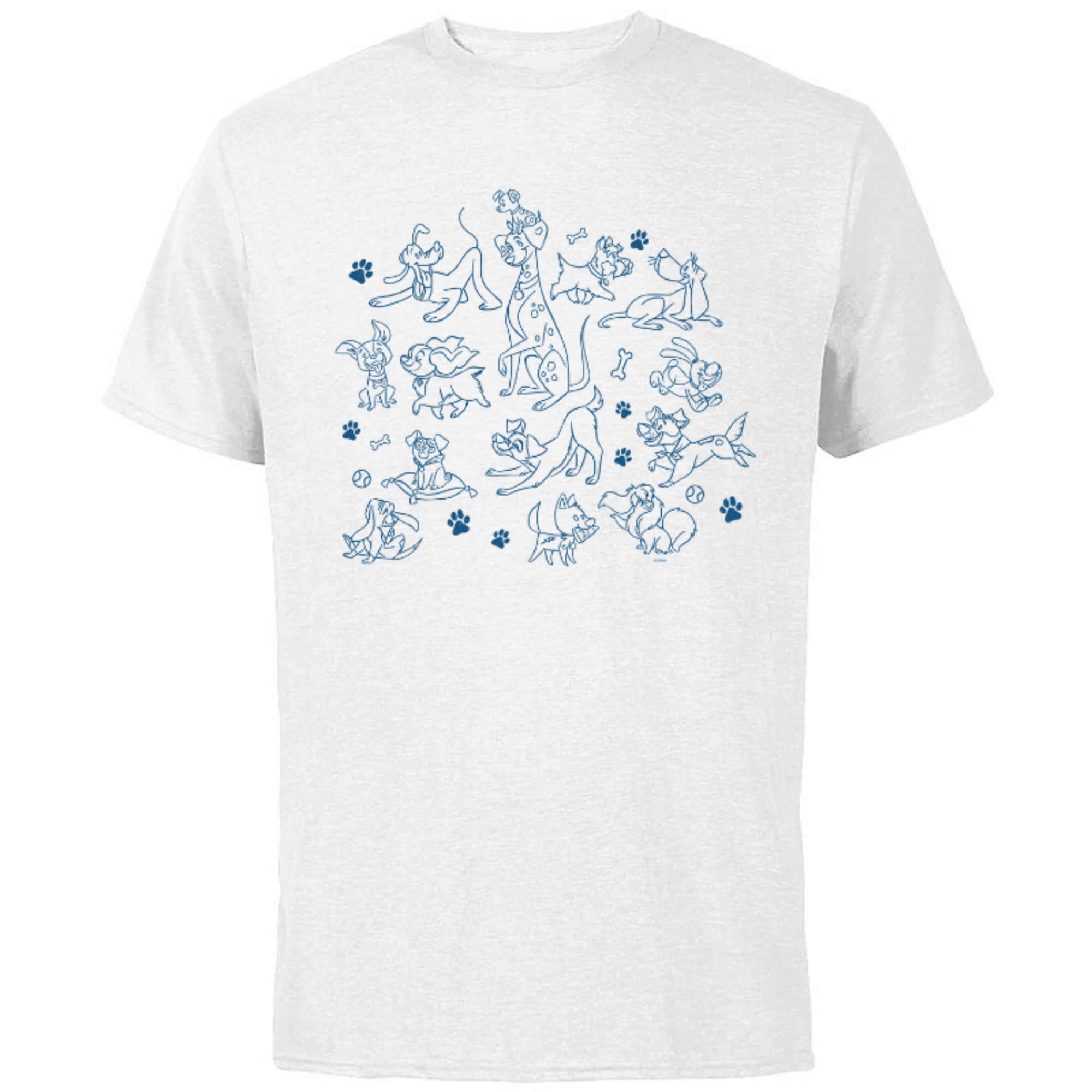 Disney Dogs Paw Prints - Short Sleeve Cotton T-Shirt for Adults ...