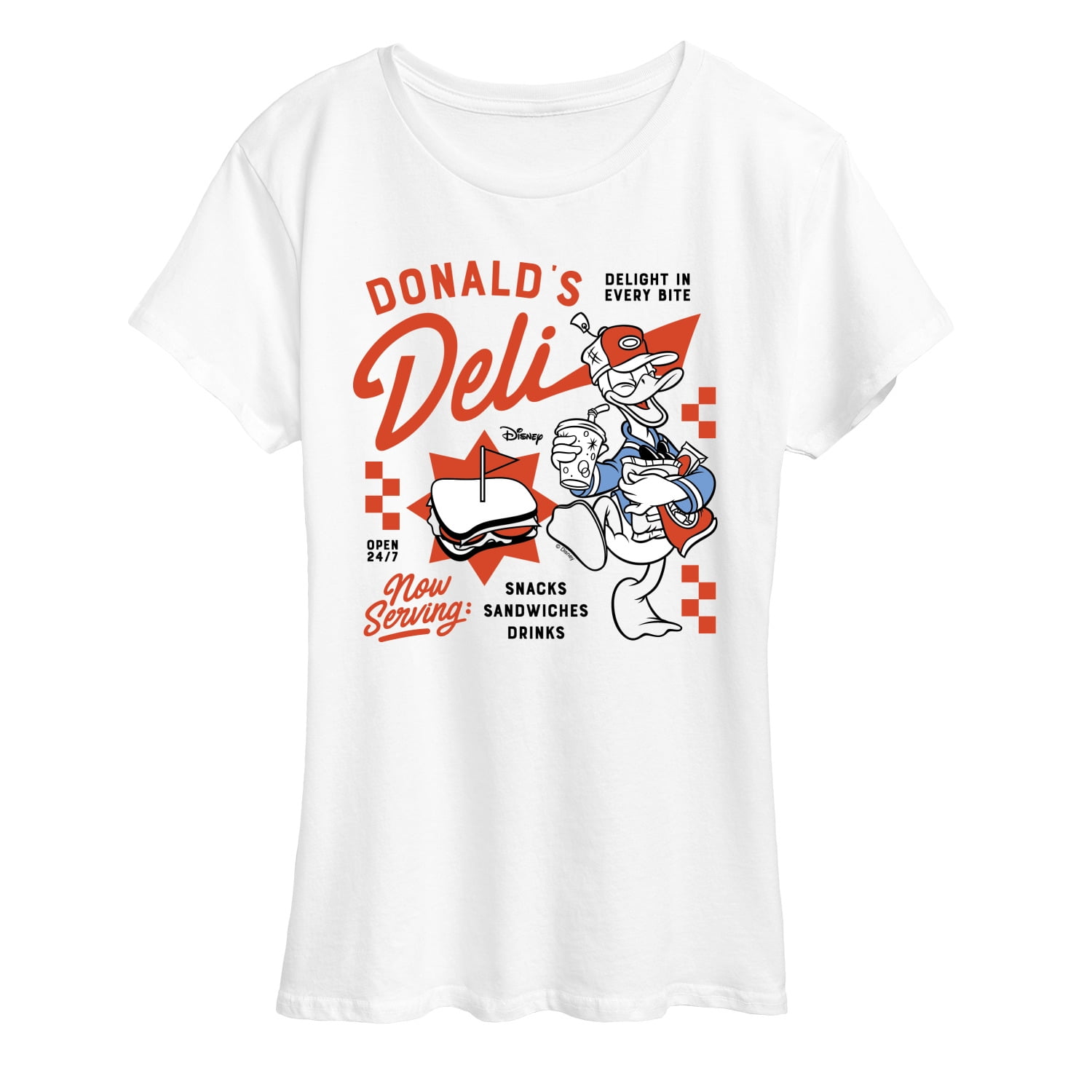 Disney - Donalds Deli - Women's Short Sleeve Graphic T-Shirt - Walmart.com