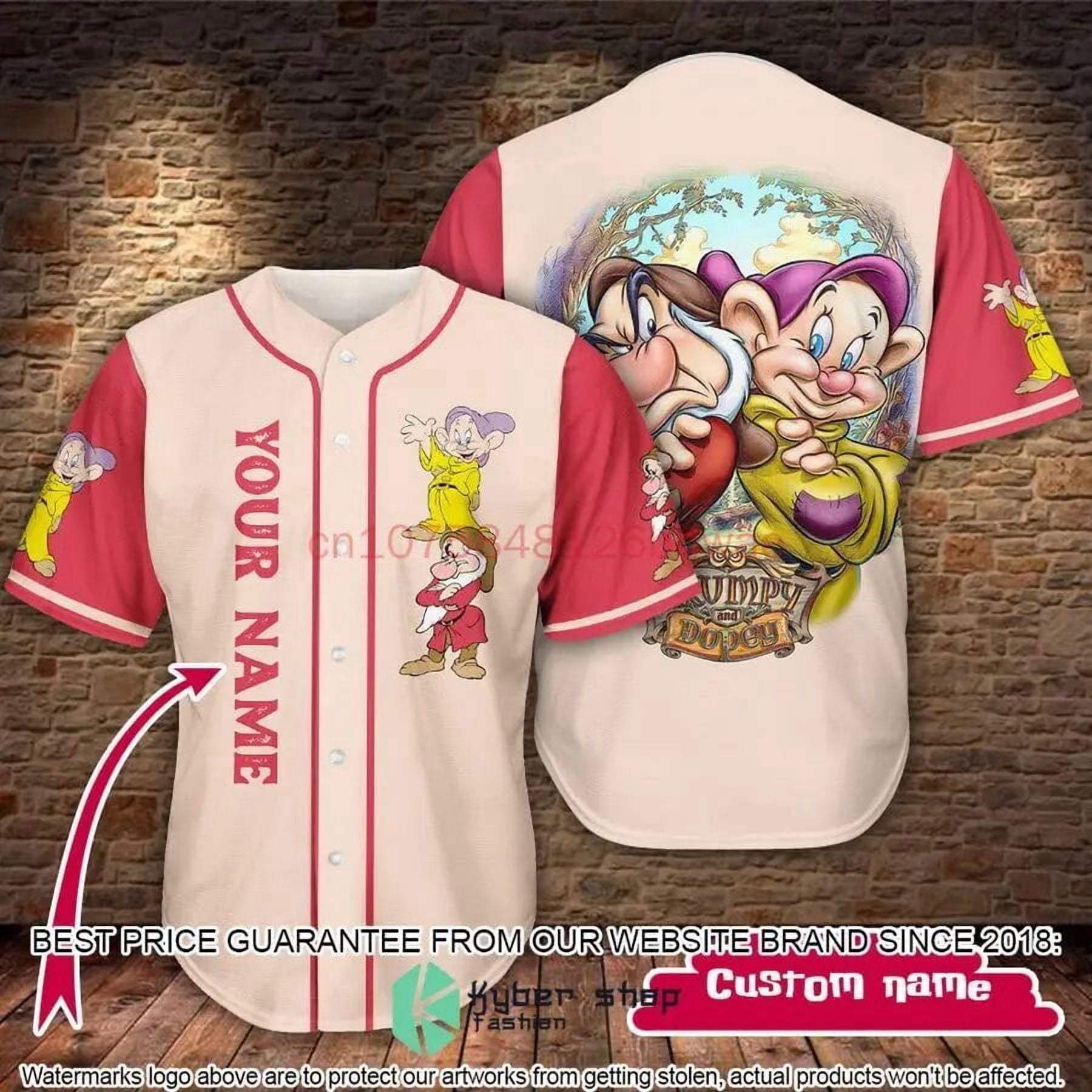 Disney Dopey Dwarf Baseball Jersey 3D Casual T-shirt Men Women Can Wear ...