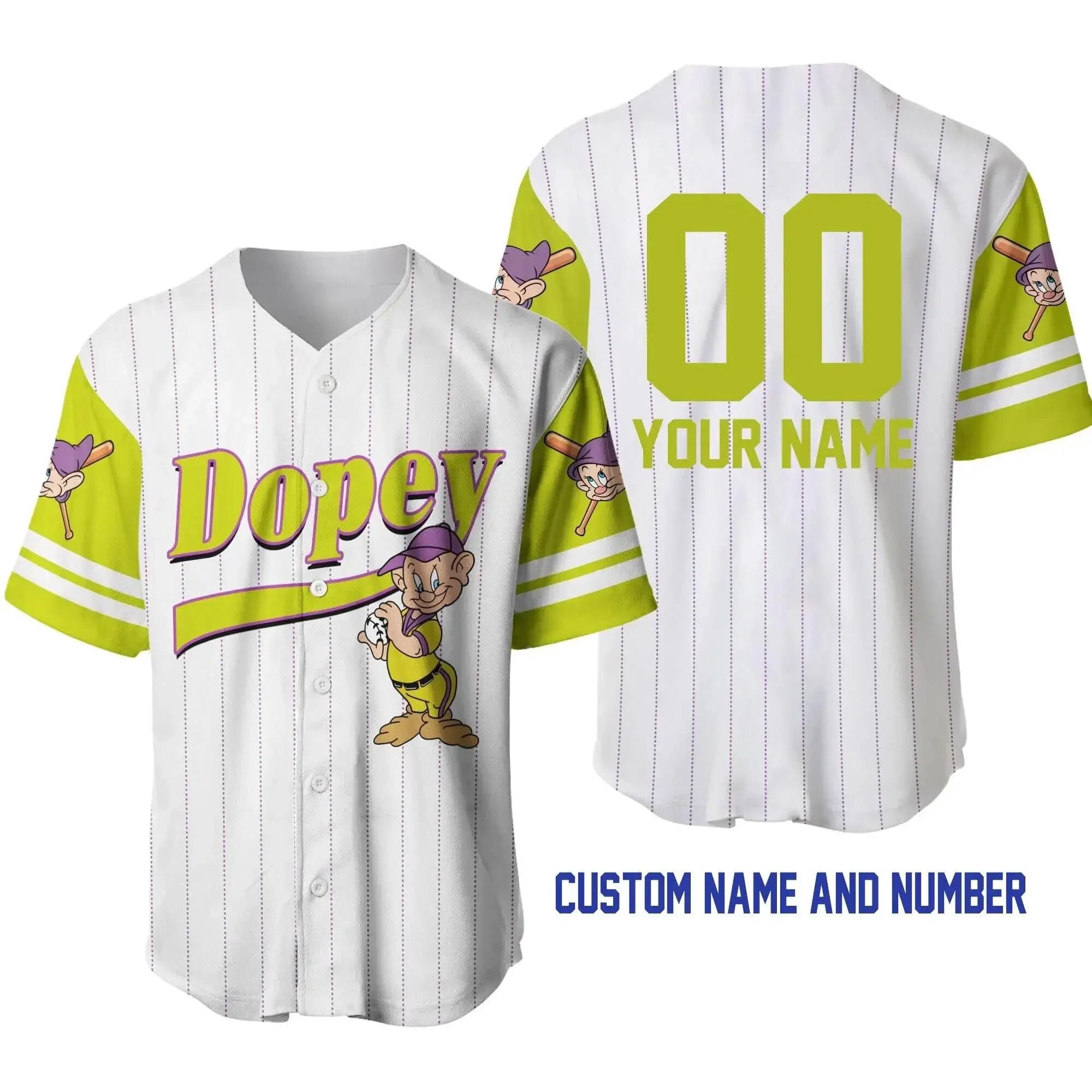 Disney Dopey Dwarf Baseball Jersey Baseball Jersey Shirt 3D Casual T ...