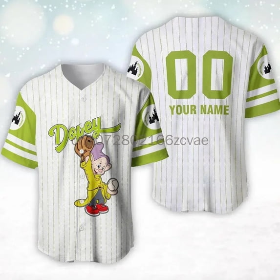 Disney Dopey Dwarf Green Black Baseball Shirt 3D Printing Casual ...