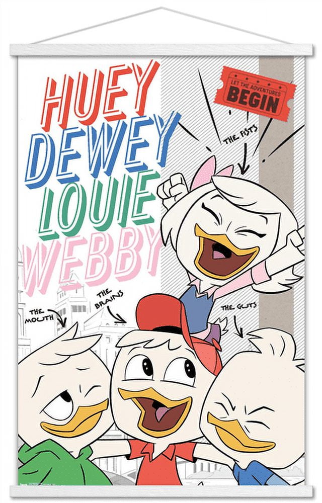Disney Ducktales - Names Wall Poster with Wooden Magnetic Frame, 22.375 ...