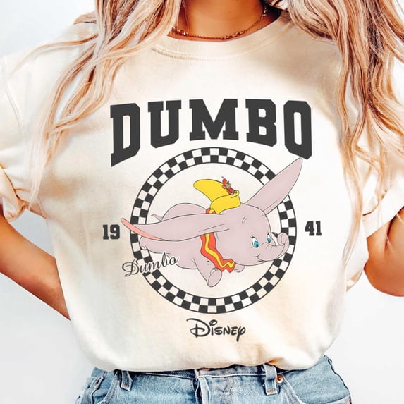 Disney Dumbo 1941 Est Checkered Circle Shirt Retro Dumbo Elephant T ...