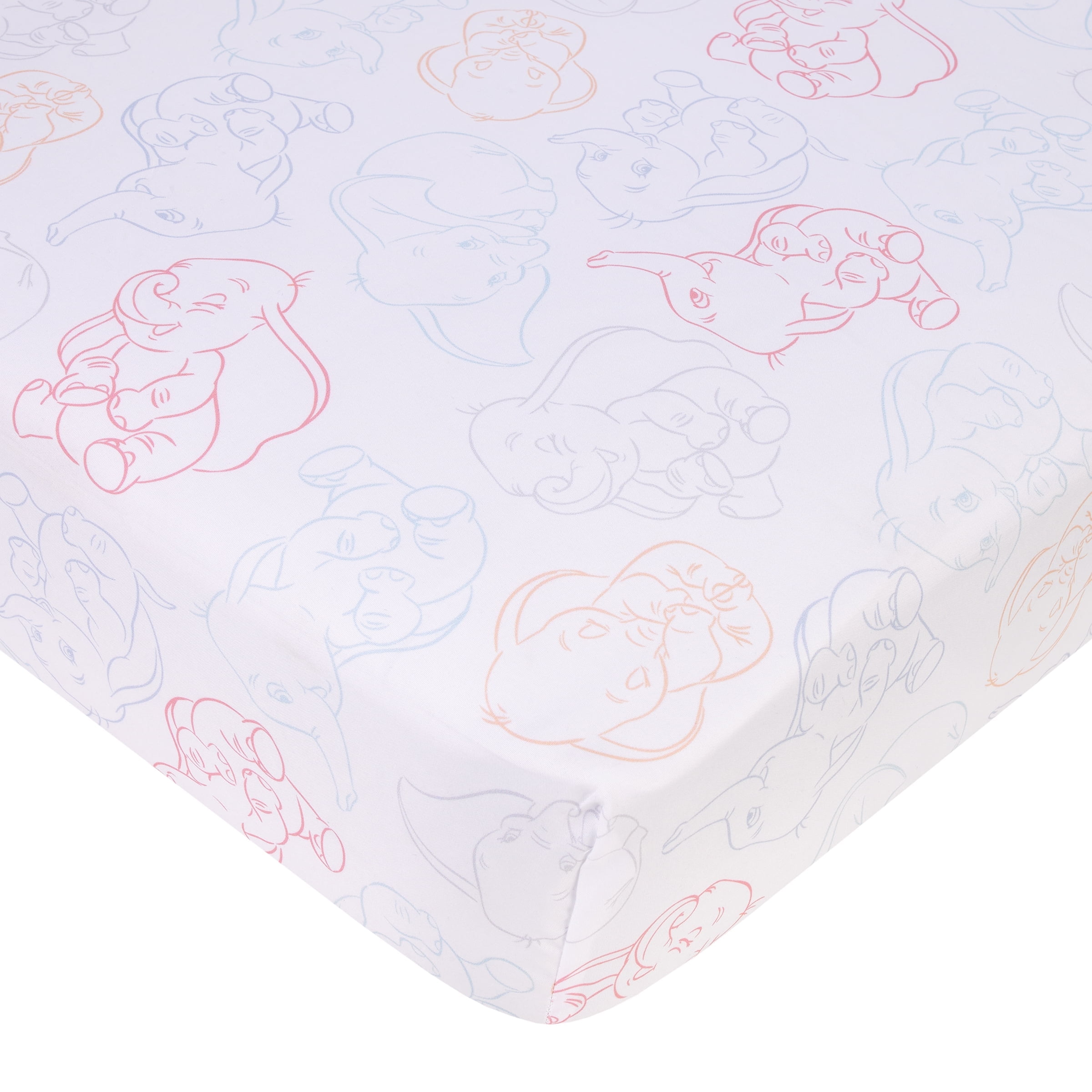 Disney Dumbo Blue, Gray, Pink, and White Fitted Crib Sheet - Walmart.com
