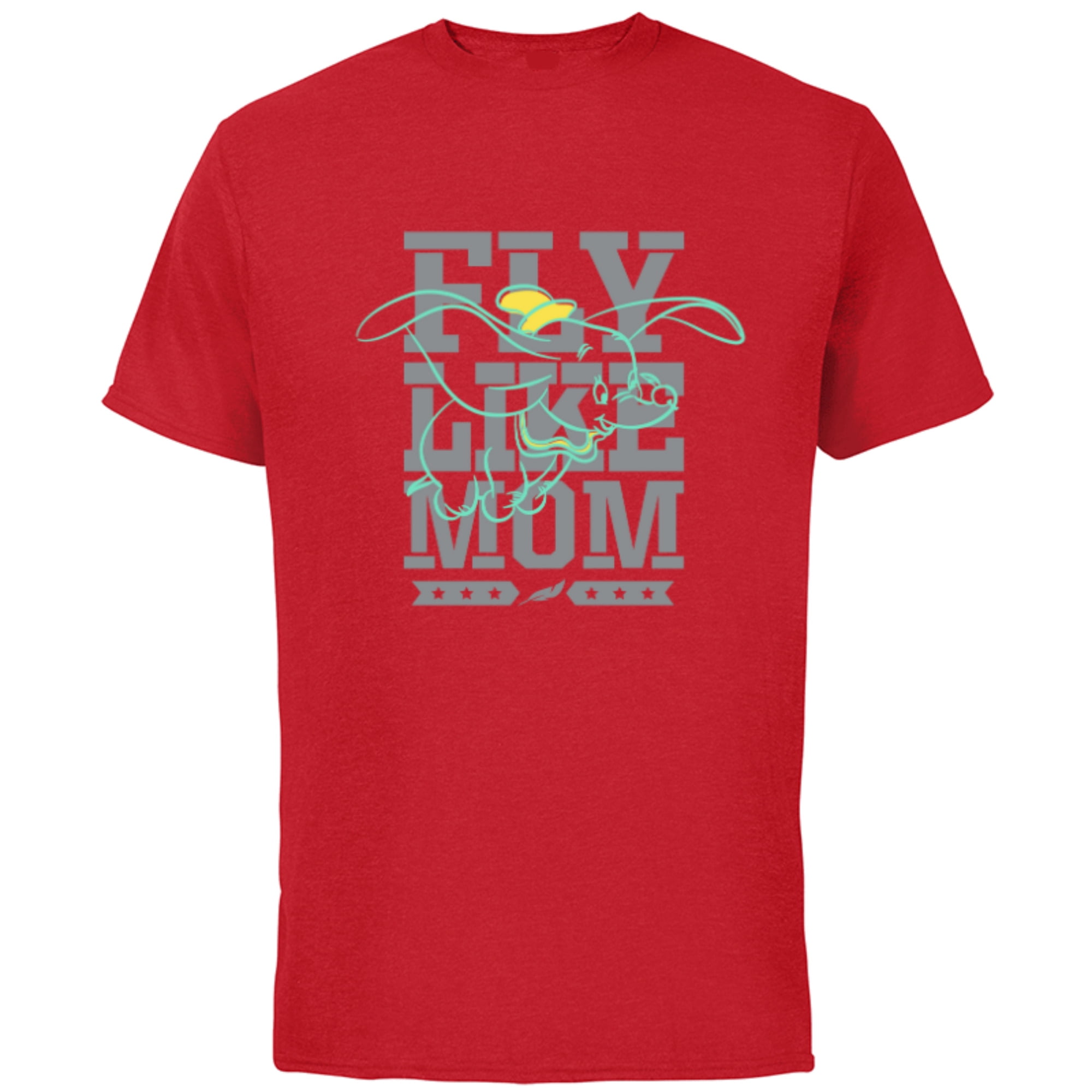 Disney Dumbo Fly Like Mom Mother's Day - Short Sleeve Cotton T-Shirt for Adults - Customized-Red ...