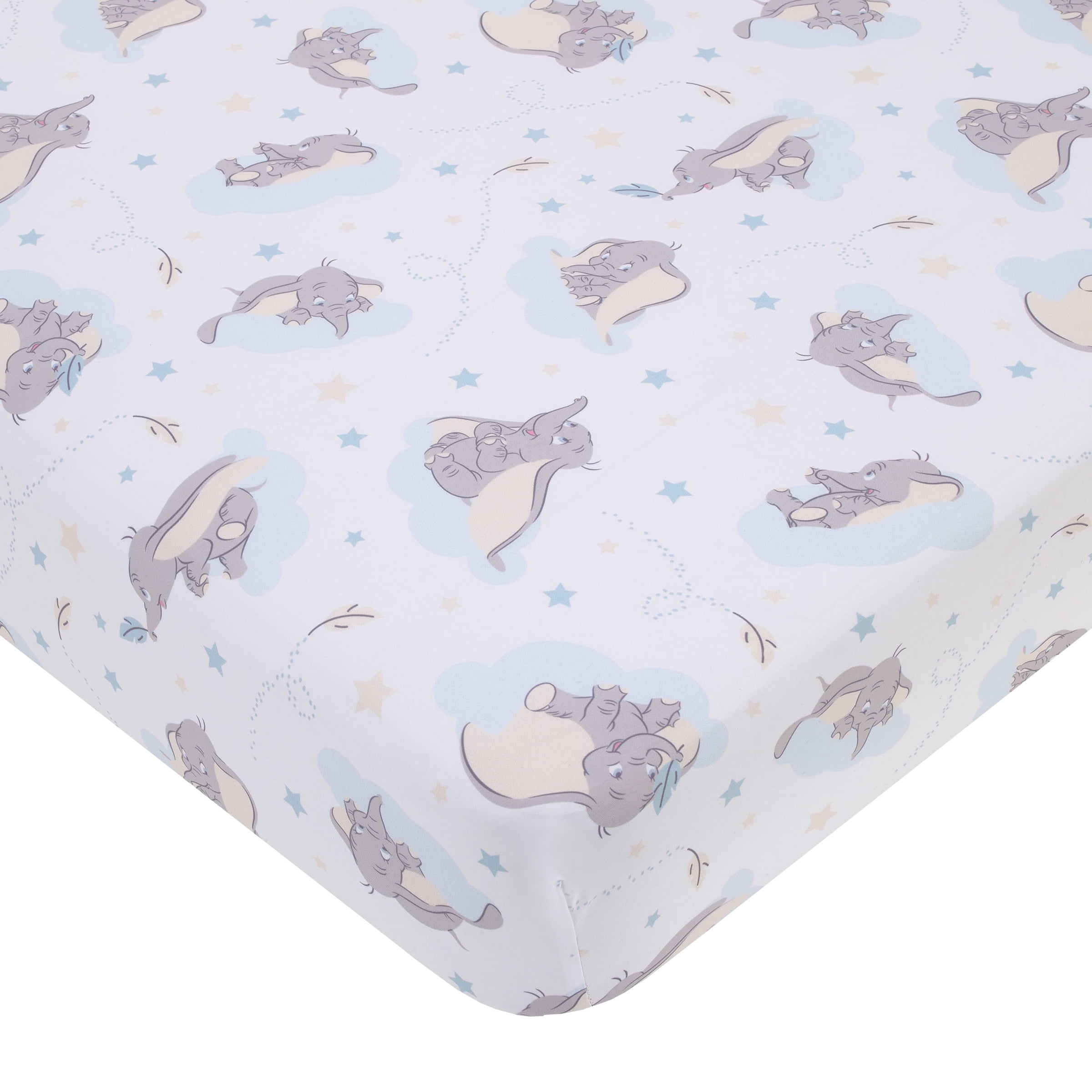 Disney Dumbo Light Blue, Gray, and White Fitted Crib Sheet - Walmart.com