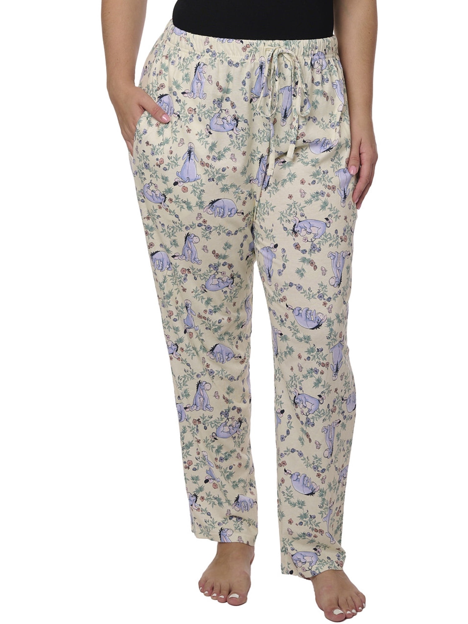 Disney Eeyore Pajama Pants Loungewear Watercolor Floral Womens Plus ...
