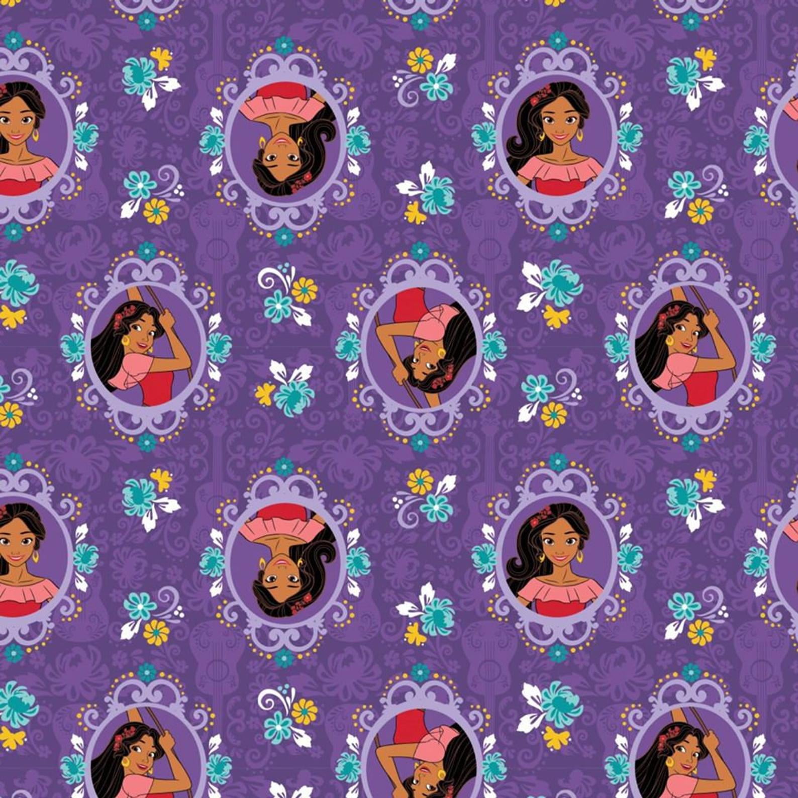 Disney Elena of Avalor Floral Frame in Purple Fabric by The Yard ...