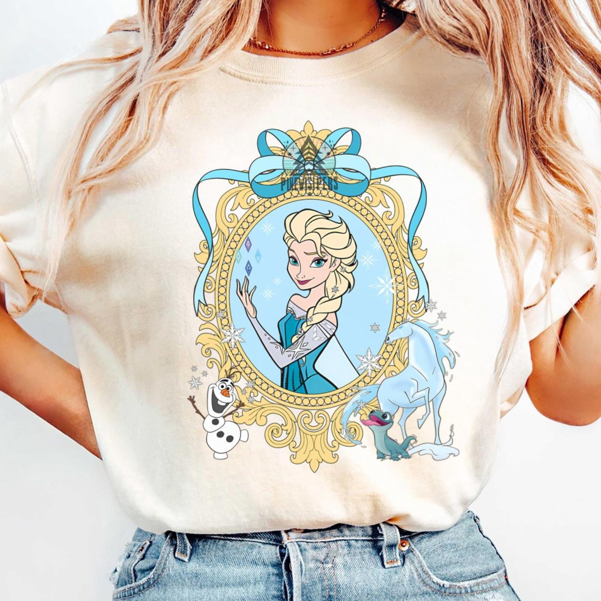 Disney Elsa Princess Mirror Coquette Bow Shirt Disney Frozen Elsa T ...