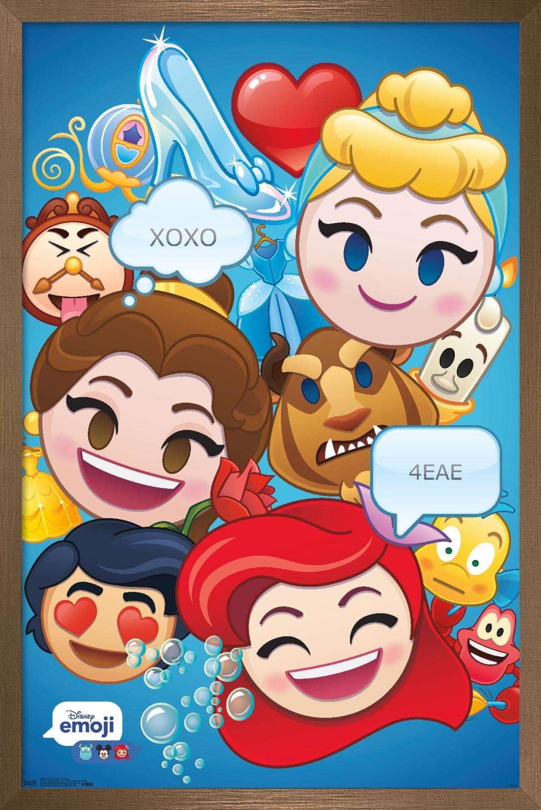 Disney Emoji - Disney Princess Wall Poster, 14.725" x 22.375", Framed ...