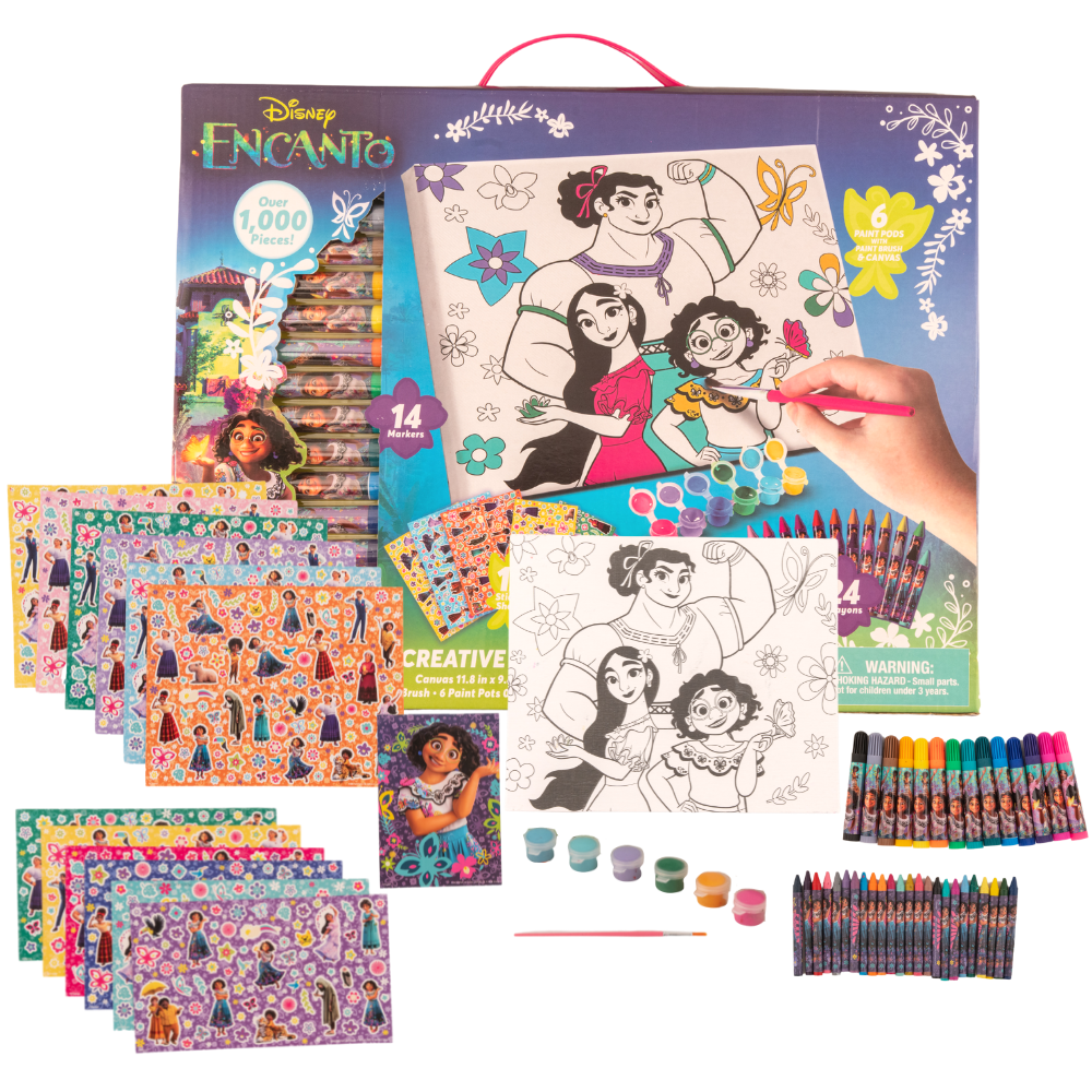 Disney Encanto Girls Deluxe Art Set: Stickers, Markers, Paint Canvas ...