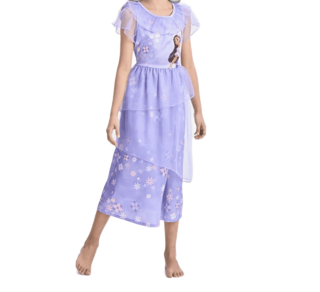 Disney Encanto Isabela Girl's Purple Satinet And Tulle Floral Nightgown ...