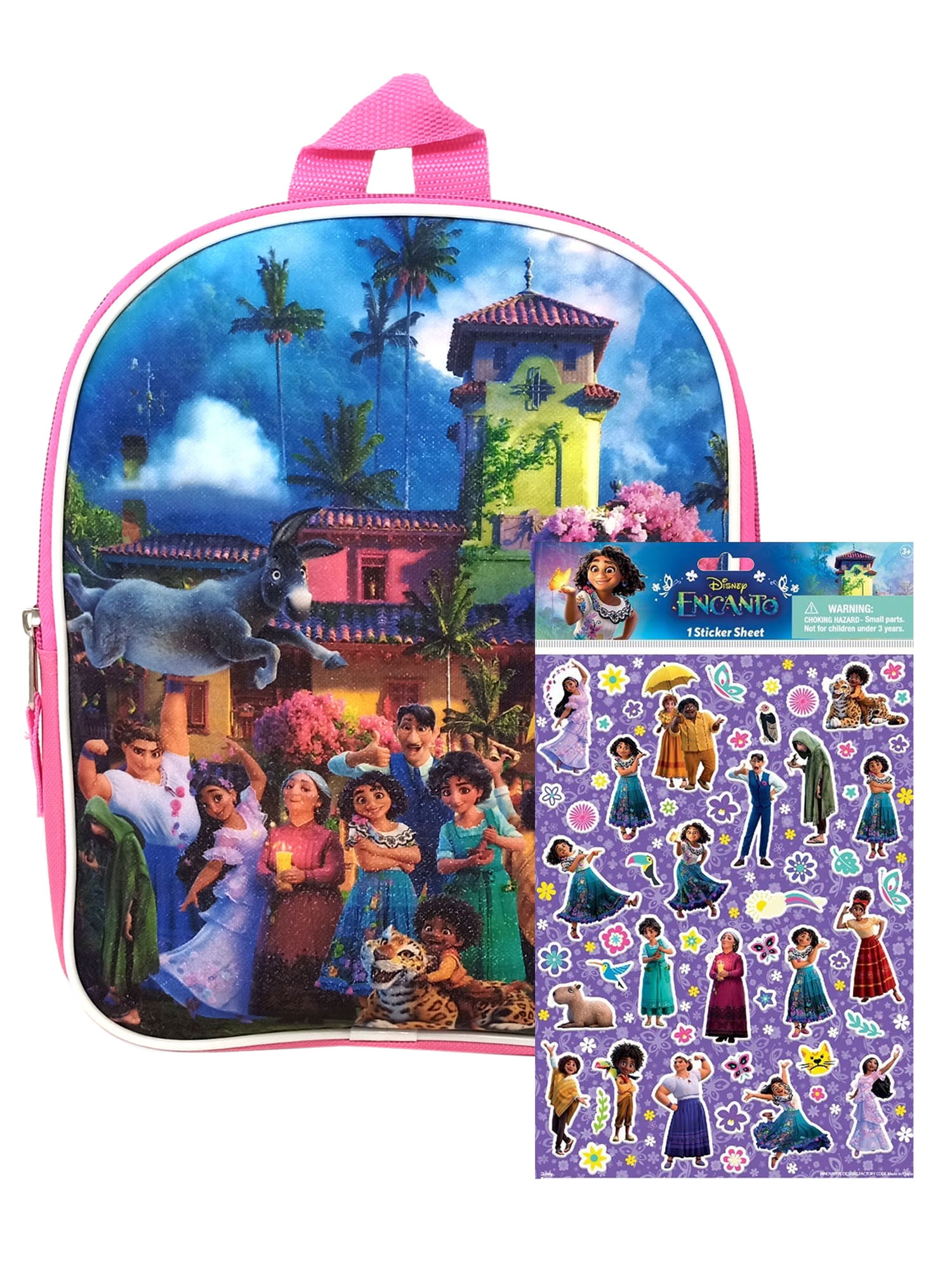 Disney Encanto Toddler Backpack 11" w/ Raised Stickers Set Pre-School ...
