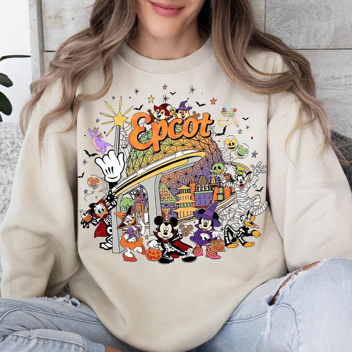 Disney Epcot Tour Halloween Sweatshirt, Mickey and Friends Halloween ...
