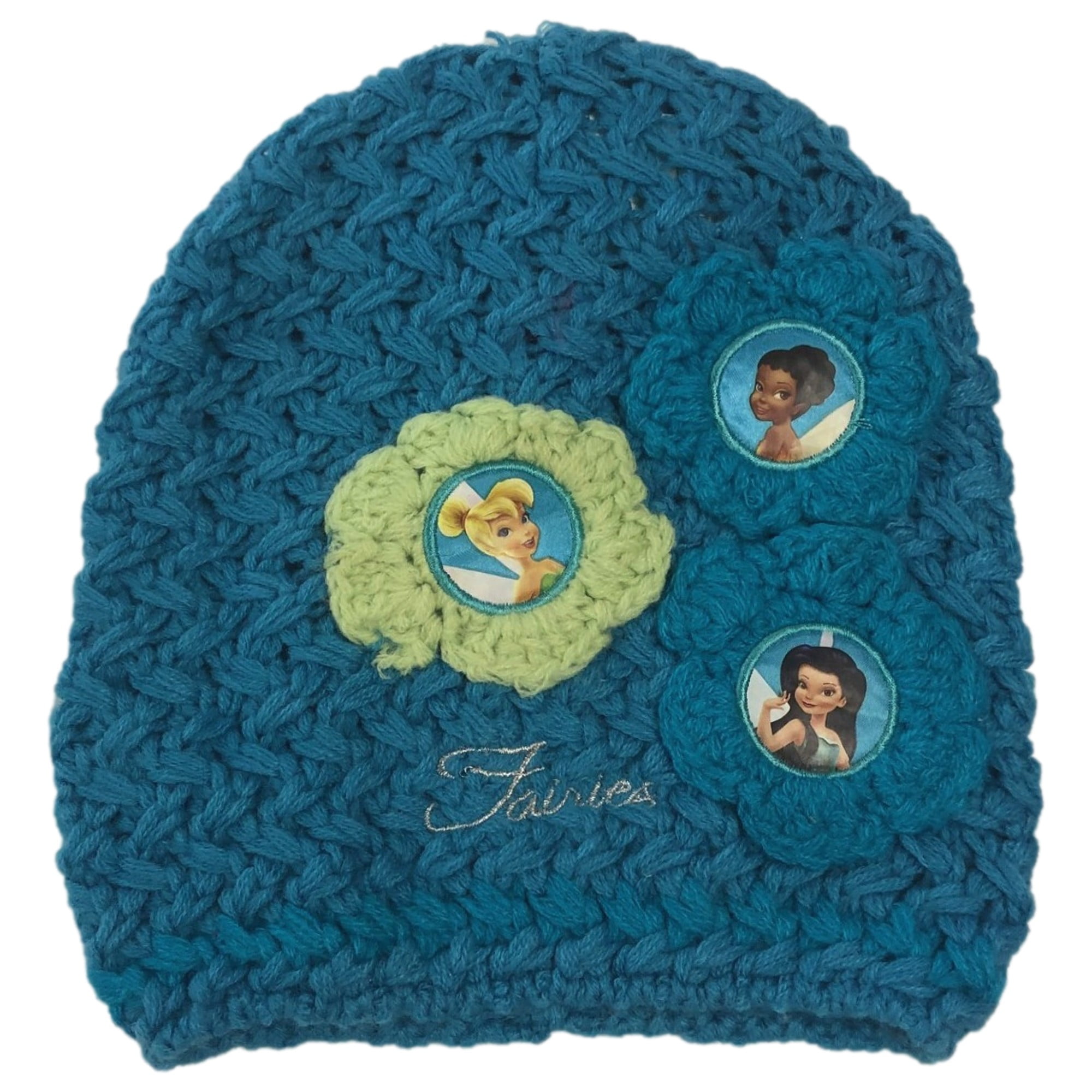 Disney Fairies Girls Blue Tinkerbell Beanie Stocking Cap Winter Hat ...