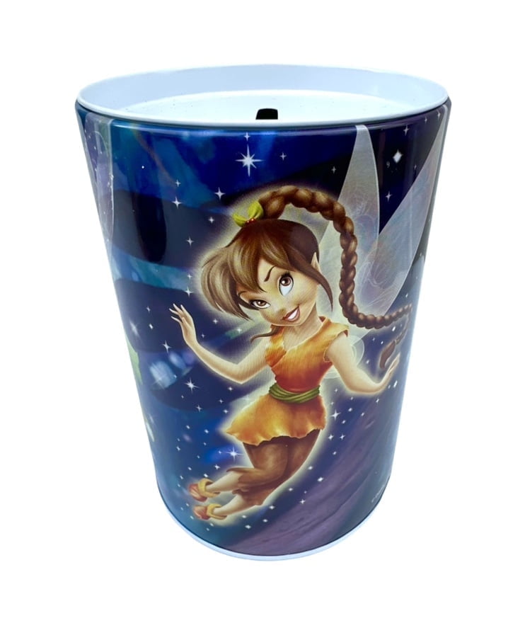 Disney Fairies Tinker Bell Pixie Dust Metal Cylinder Tin Coin Bank ...