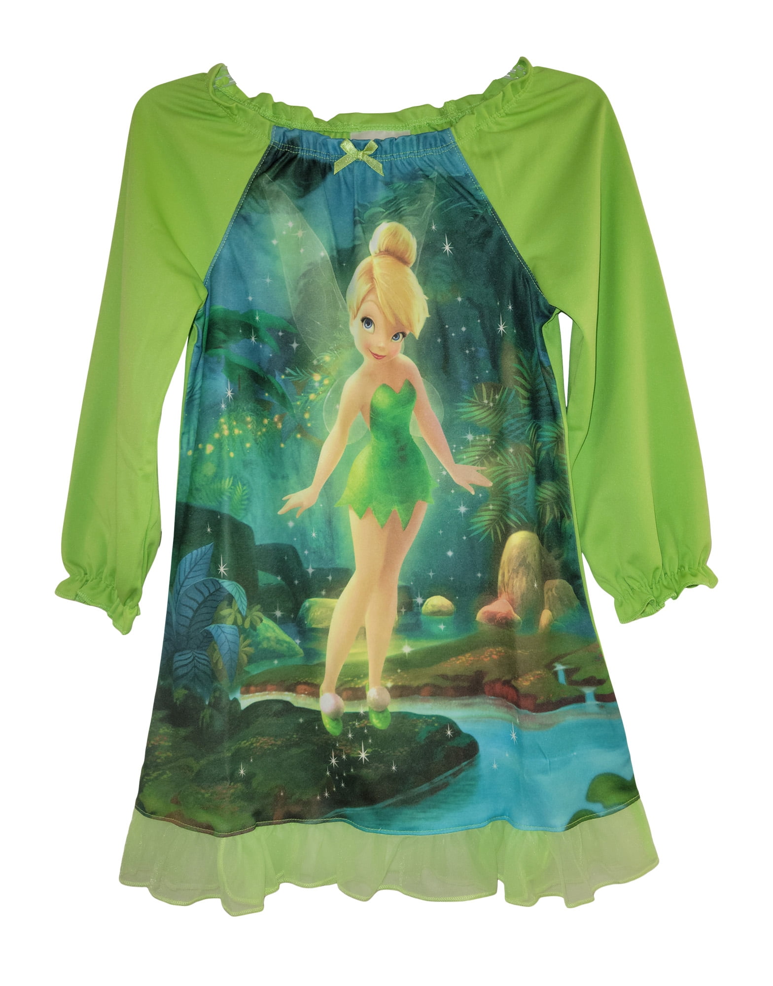 Disney Fairies Tinkerbell Green Woodland Satin Nightgown, Gown, Size 4/ ...