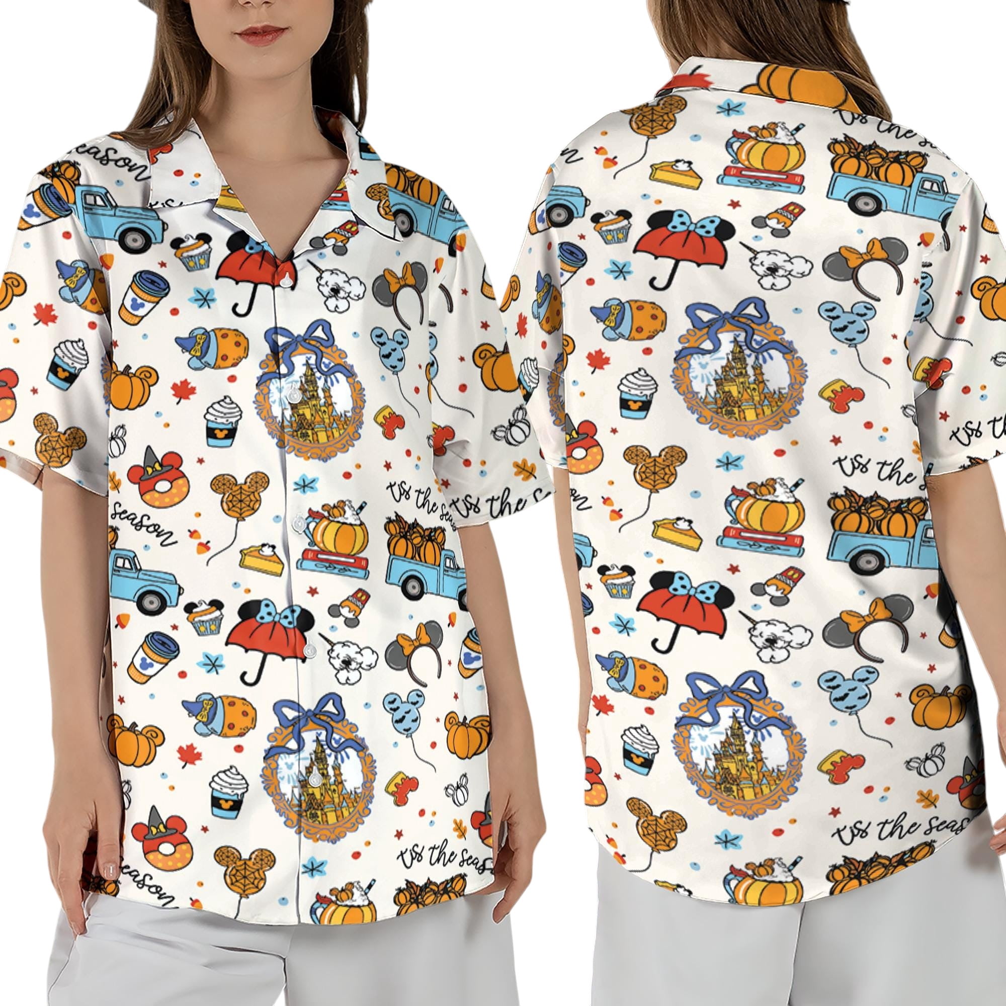 Disney Fall Vibes Tis The Season Hawaiian Shirt, Mickey Pumpkin Snacks ...