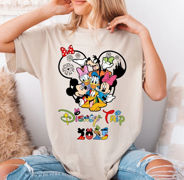 Disney Family Shirt, Mickey and Minnie Ear Shirt, Disneyland Family Trip 2025 ,Sand Color,Size ...