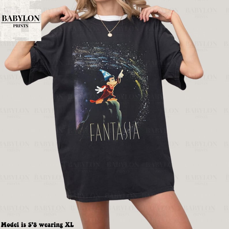 Disney Fantasia Sorcerer Mickey Mouse Magic Wizard Magical Retro Shirt ...