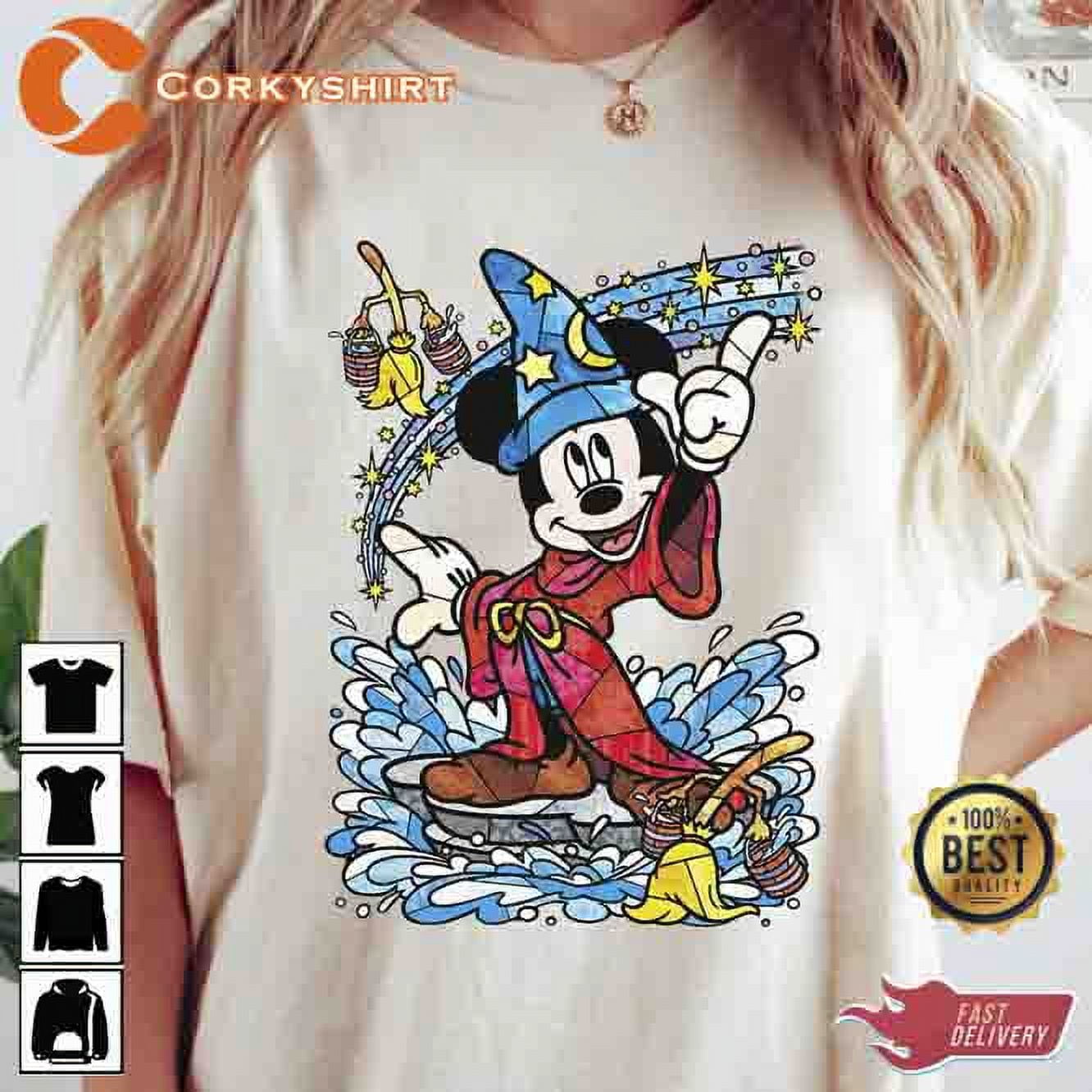 Disney Fantasia Sorcerer Mickey Mouse Magic Wizard Retro Shirt ...