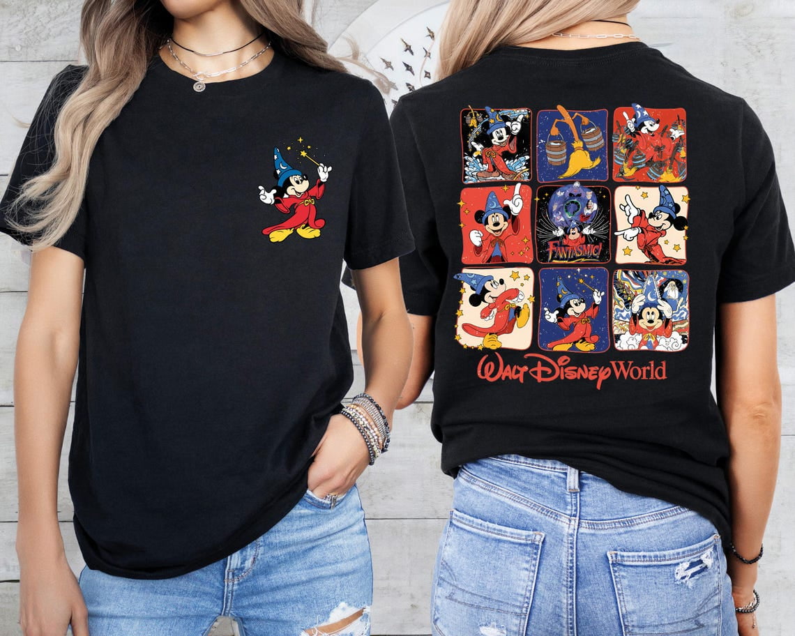 Disney Fantasia T-Shirt, Mickey Magic Shirt, Fantasia Sorcerer Tee, Disneyland Trip Shirt,Black ...