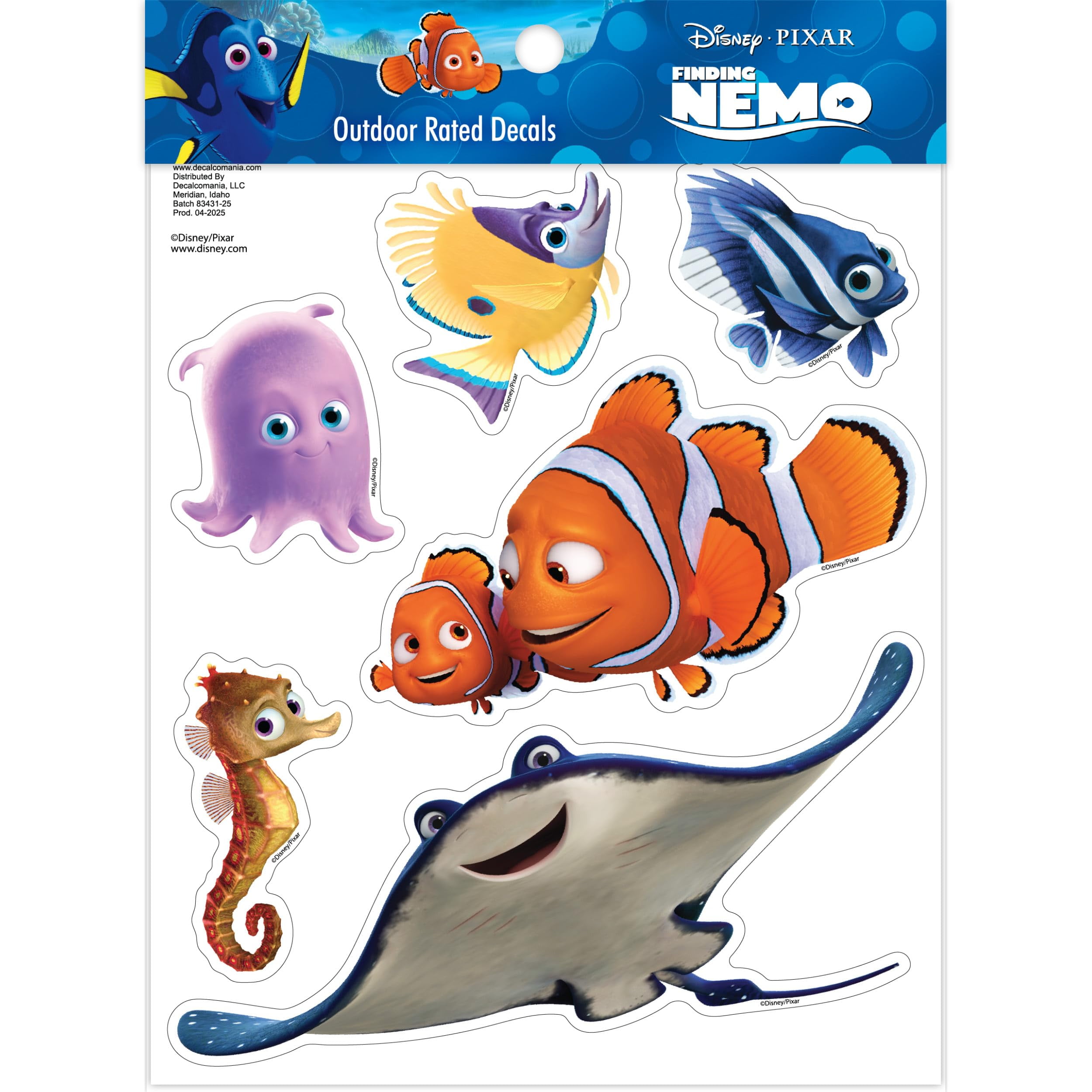 Disney Finding Nemo Decals - Set of 6 Marlin Nemo Pearl Sheldon Tad Deb ...