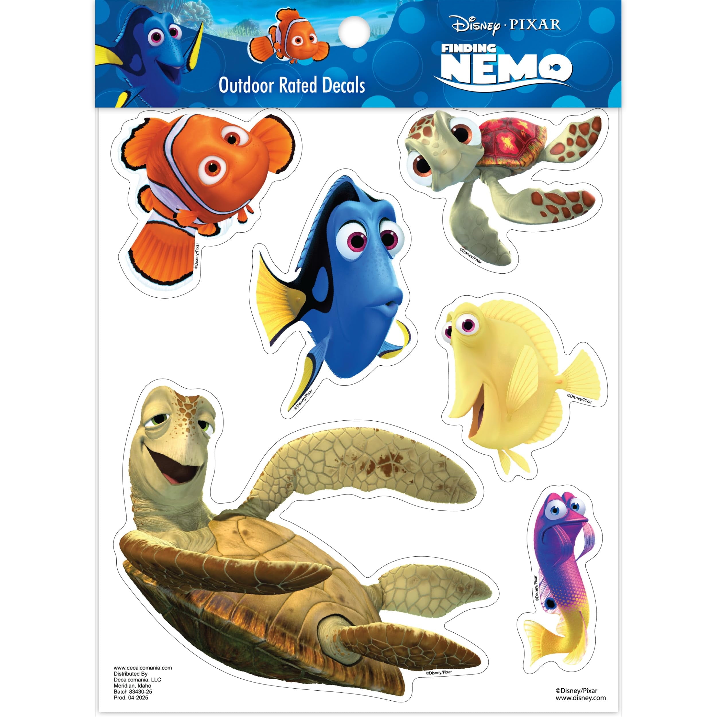 Disney Finding Nemo Decals - Set of 6 Nemo Dory Crush Bubbles Gurgle ...