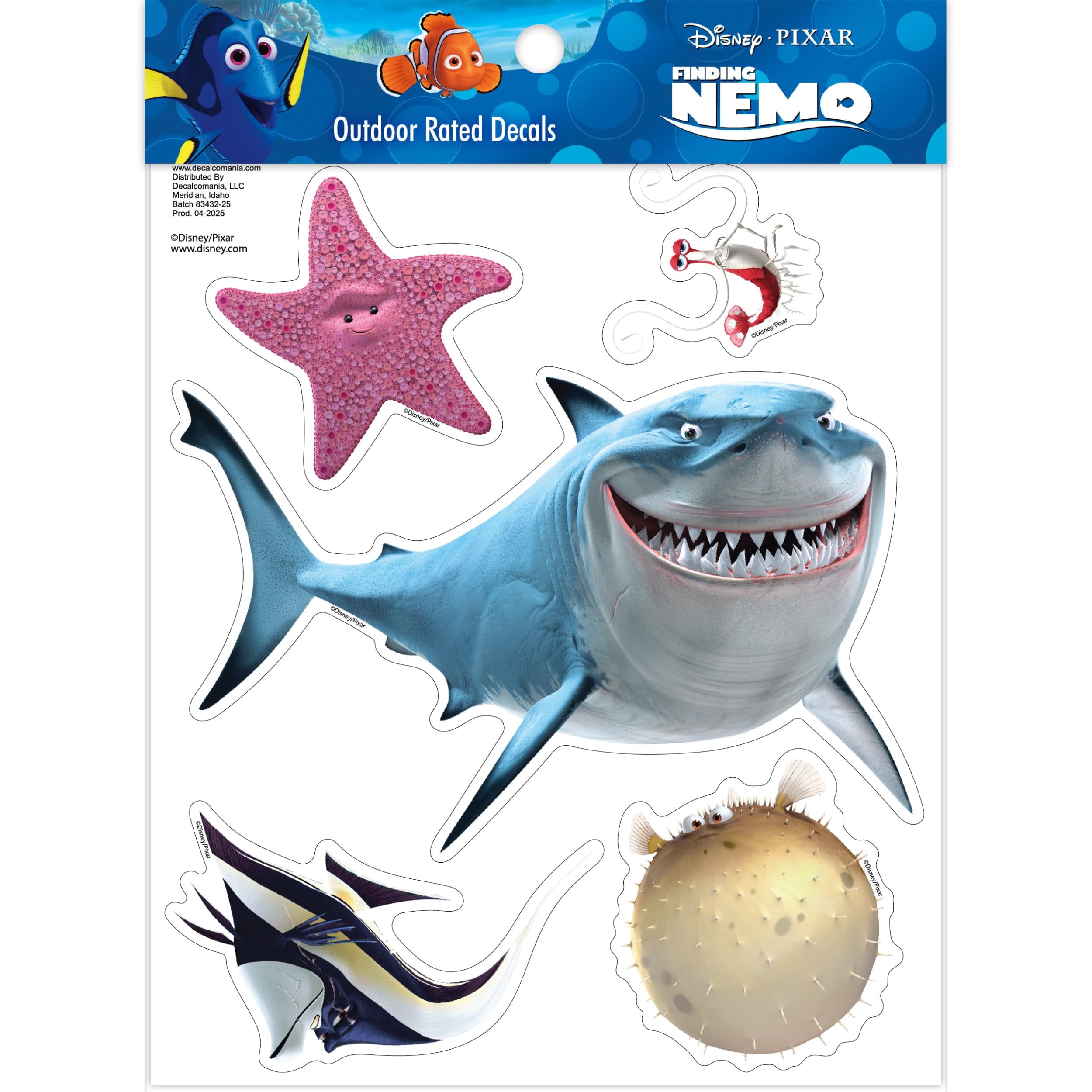 Disney Finding Nemo Decals - Set of 5 Bruce Gill Bloat Peach Jacques ...