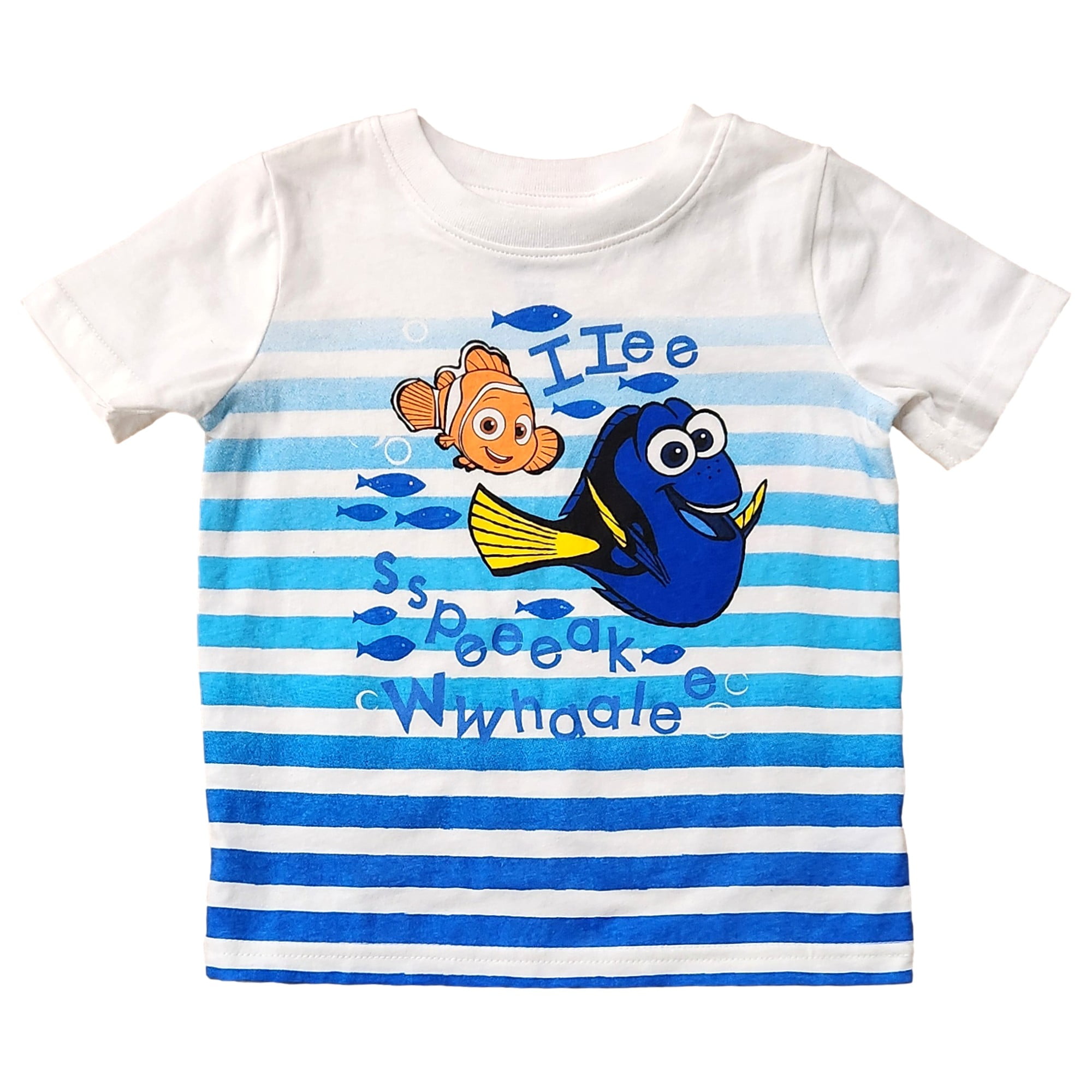Disney Finding Nemo Infant Boys White & Blue Striped Tee Shirt 18-24m ...