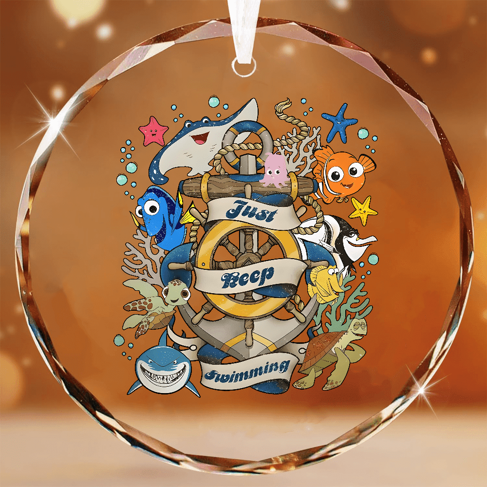 Disney Finding Nemo Ornament Retro Just Keep Swimming Pixar, Noel Glass ...