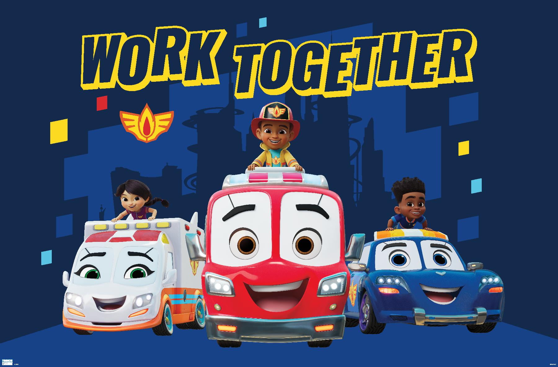 Disney Firebuds - Work Together Wall Poster, 14.725" x 22.375 ...
