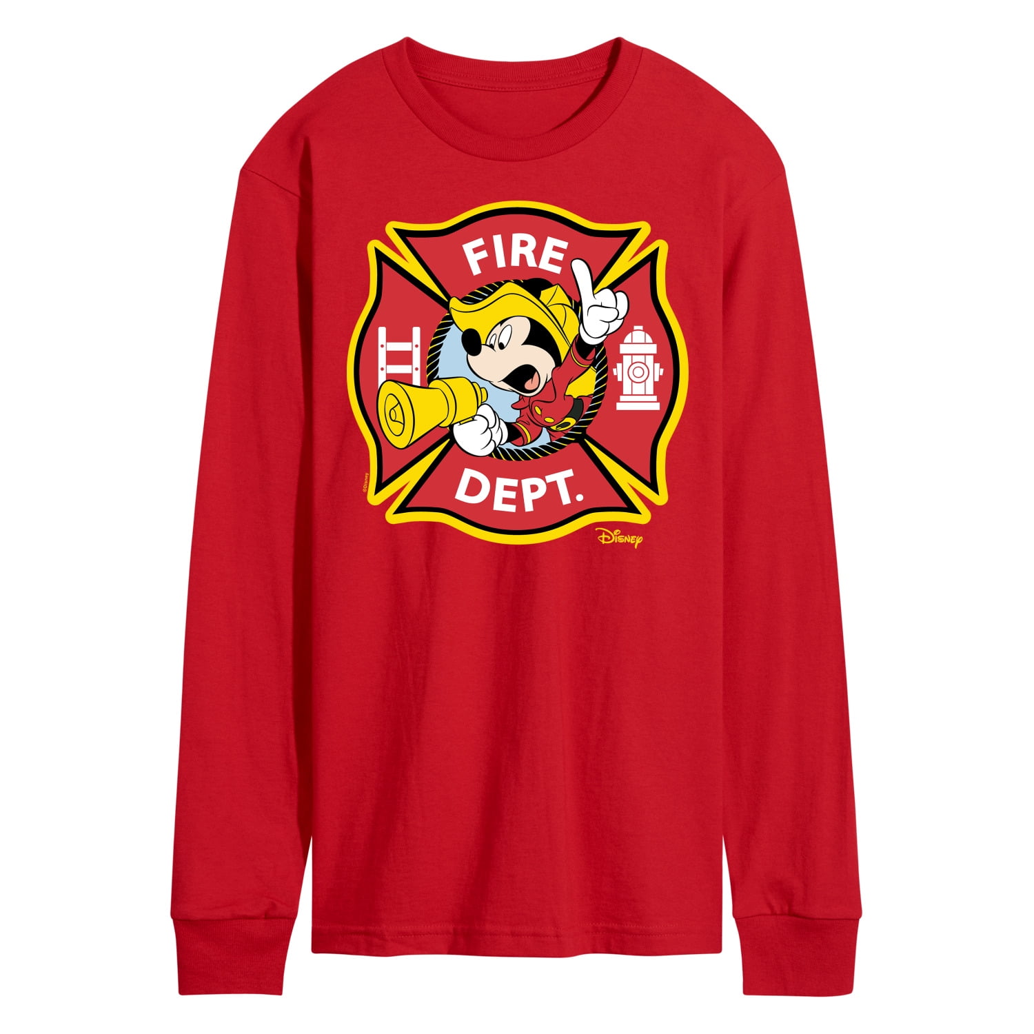 Disney - Firefighter Mickey - Fire Dept. Alarm - Men's Long Sleeve T ...