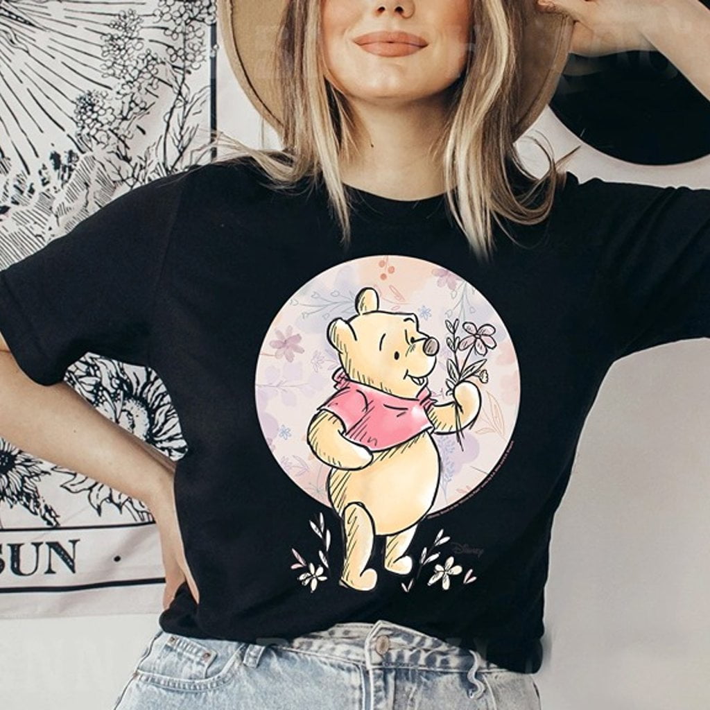 Disney Floral Circle Pooh Shirt Winnie The Pooh Shirt Cute Disney Pooh ...