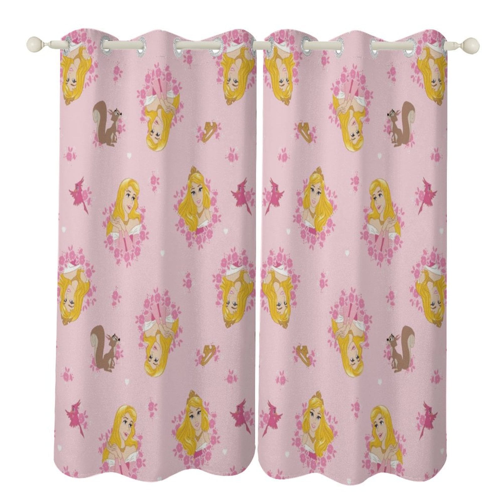 Disney&Forever Princess Pink Princess Aurora in Wreaths Cotto Curtains ...