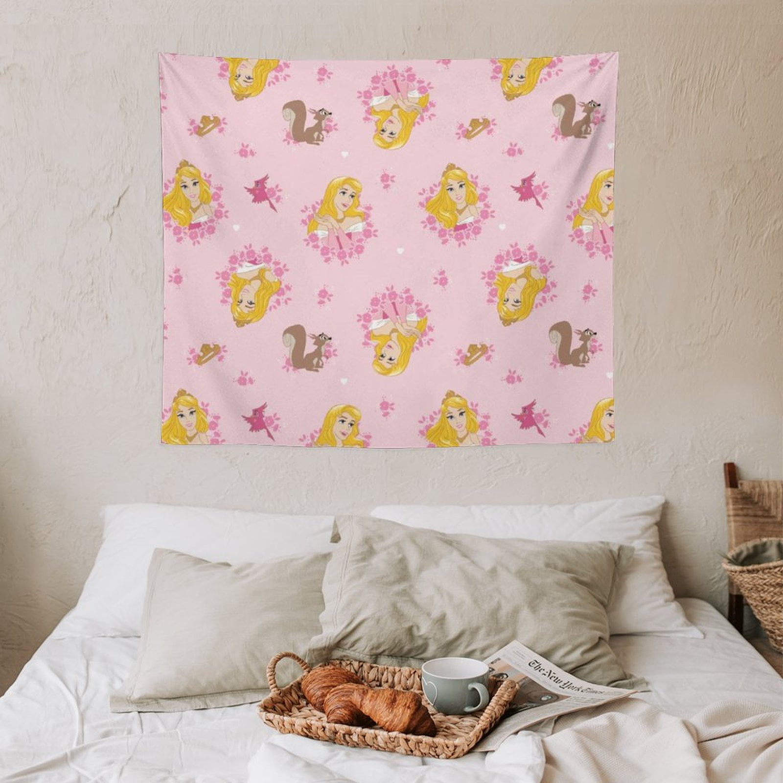 Forever Princess Pink Princess Aurora in Wreaths Cotto Tapestry,Wall ...