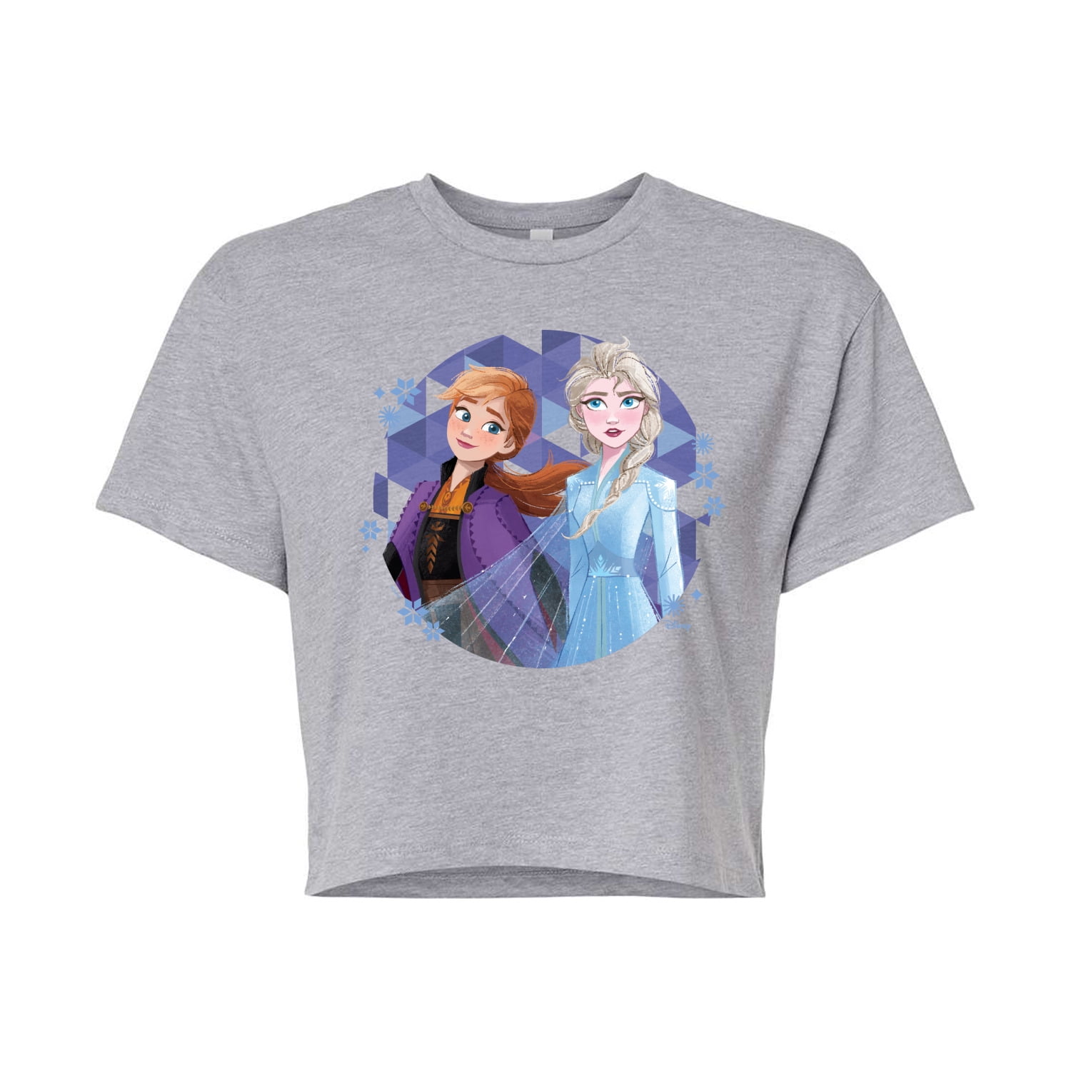 Disney Frozen 2 - Anna & Elsa - Juniors Cropped Cotton Blend T-Shirt ...