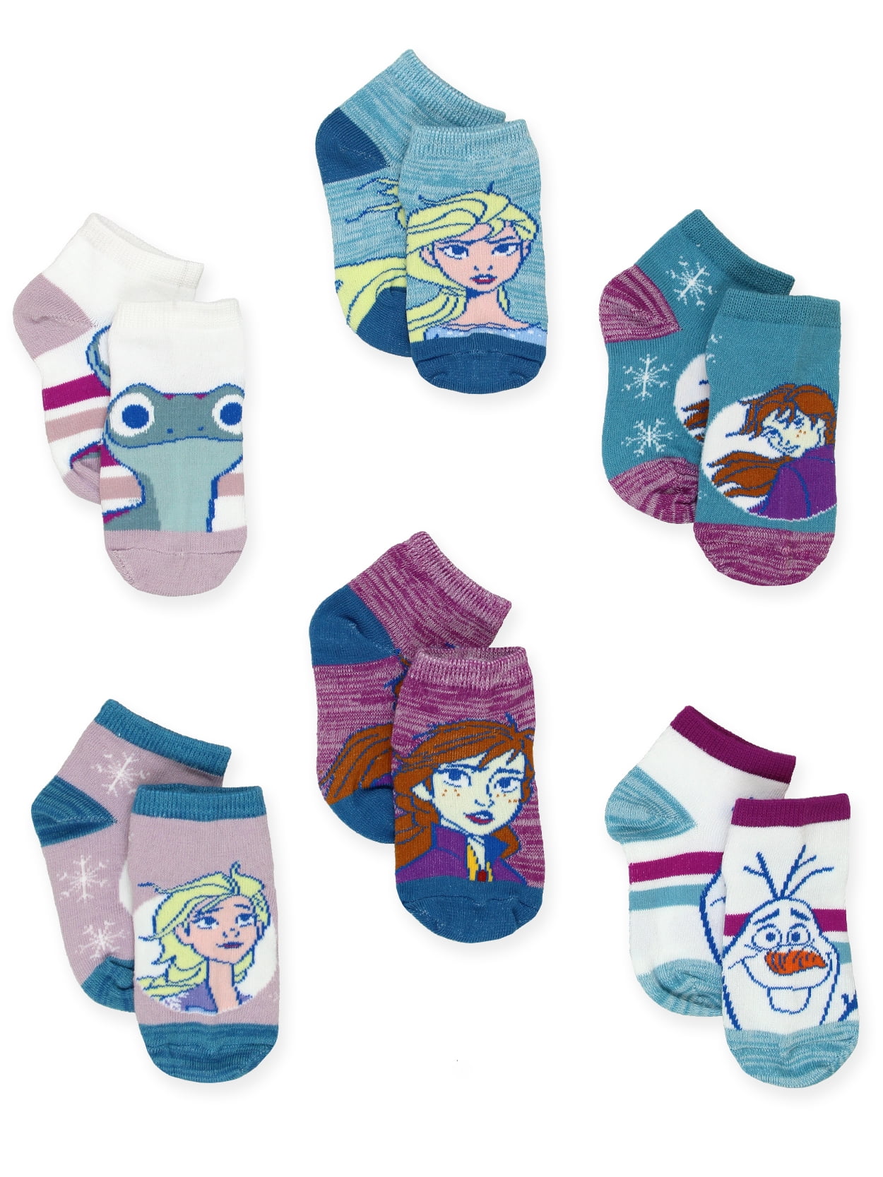 Disney Frozen 2 Anna Elsa Toddler Girls 6 Pack Quarter Socks Set F2109 ...