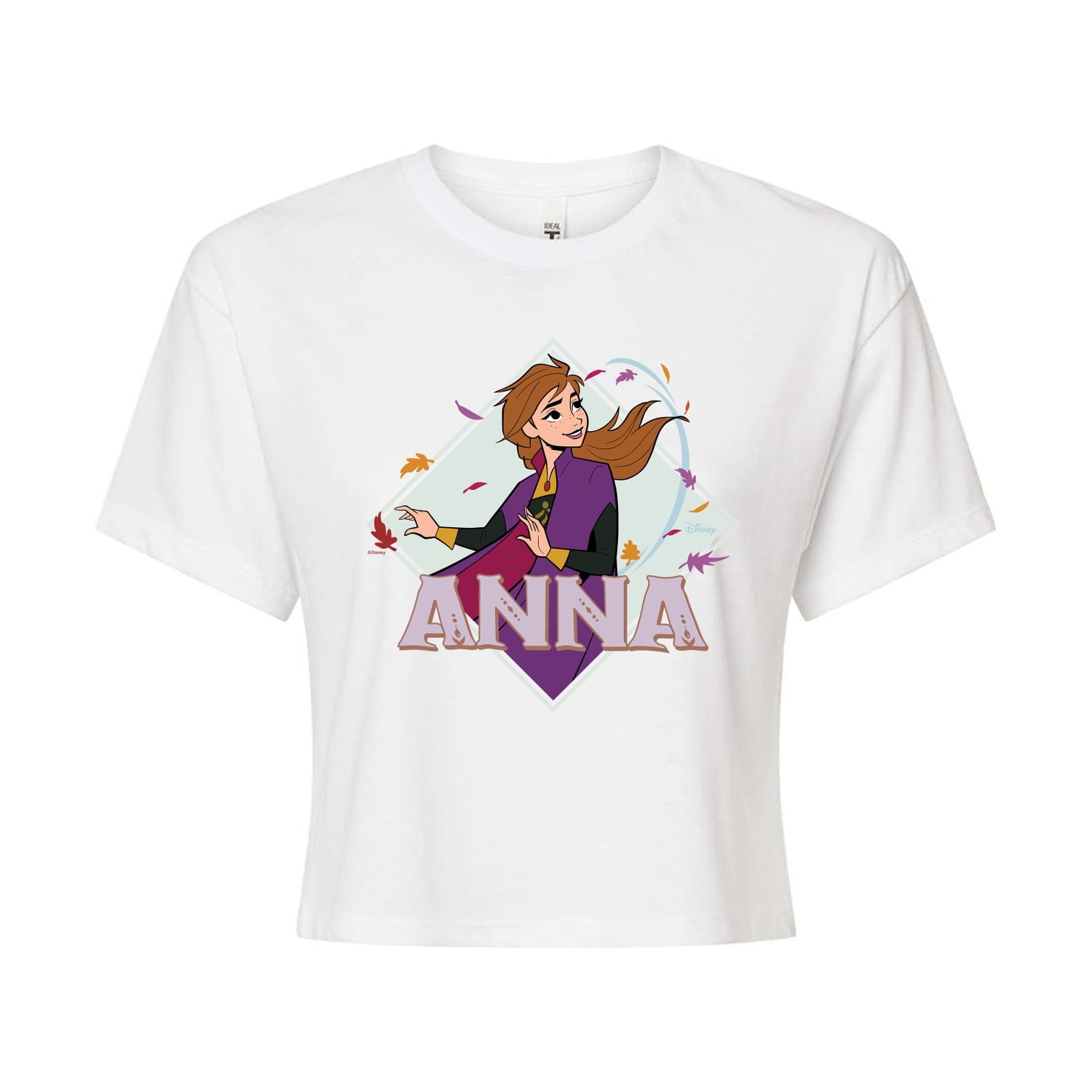 Disney Frozen 2 - Anna Stirs Up Leaves - Juniors Cropped Cotton Blend T ...